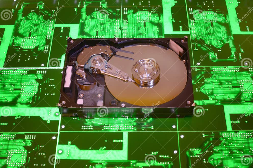 Hard Drive on the PCB Background Stock Illustration - Illustration of ...