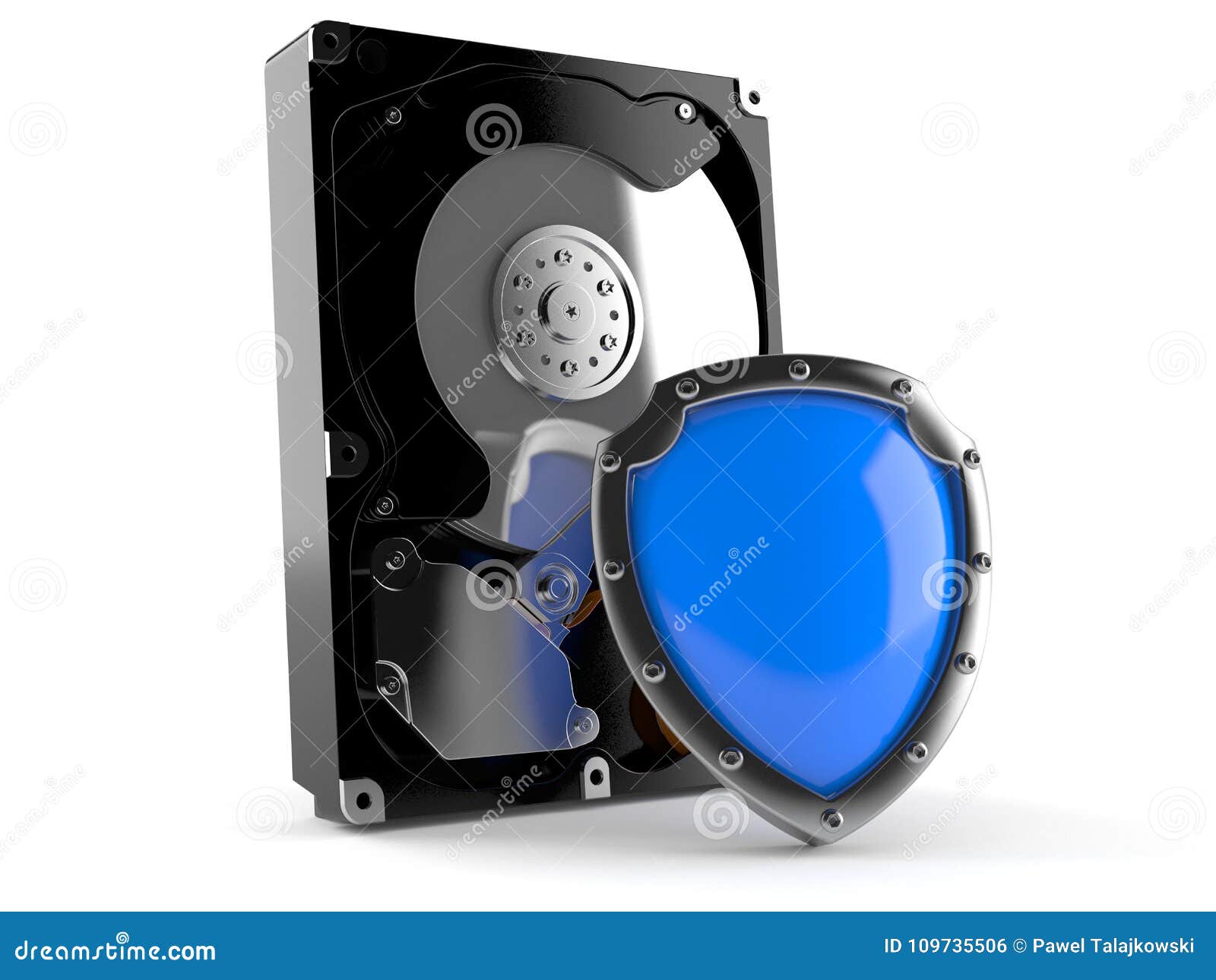 Hard drive with shield stock illustration. Illustration of recovery ...