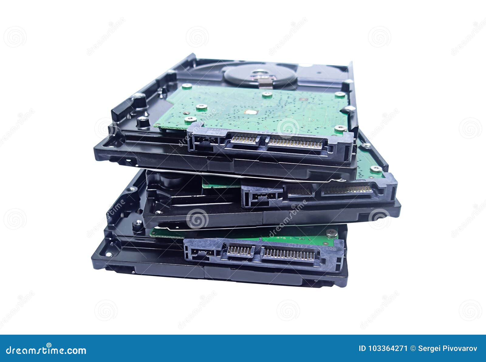 Hard Drive Stack of Techno Backgrounds on a White Background Isolated ...