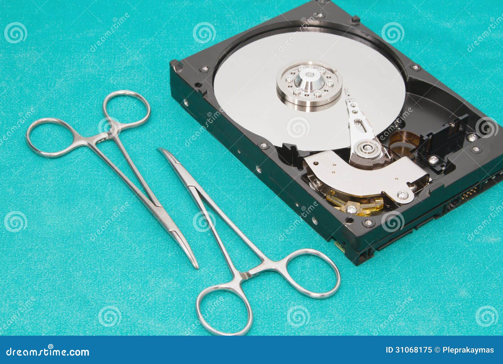 Hard Drive with Surgery Tool Stock Image - Image of repairing, disk ...