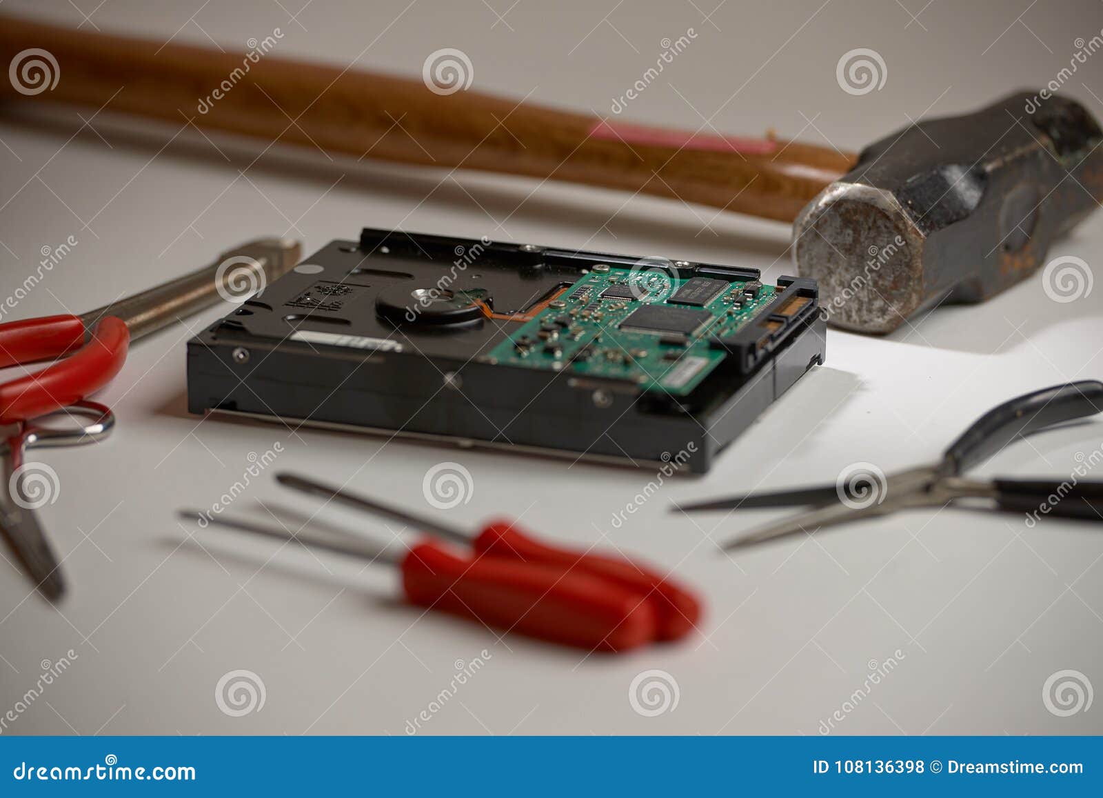 Hard Drive with Tools and Sledge Hammer Stock Photo - Image of tools ...