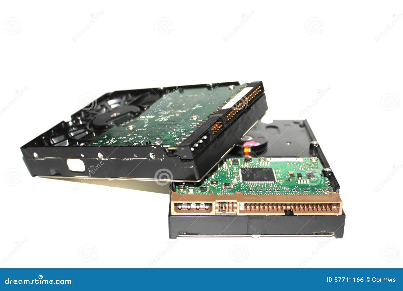 Hard Drives Isolate on White Background Stock Photo - Image of green ...