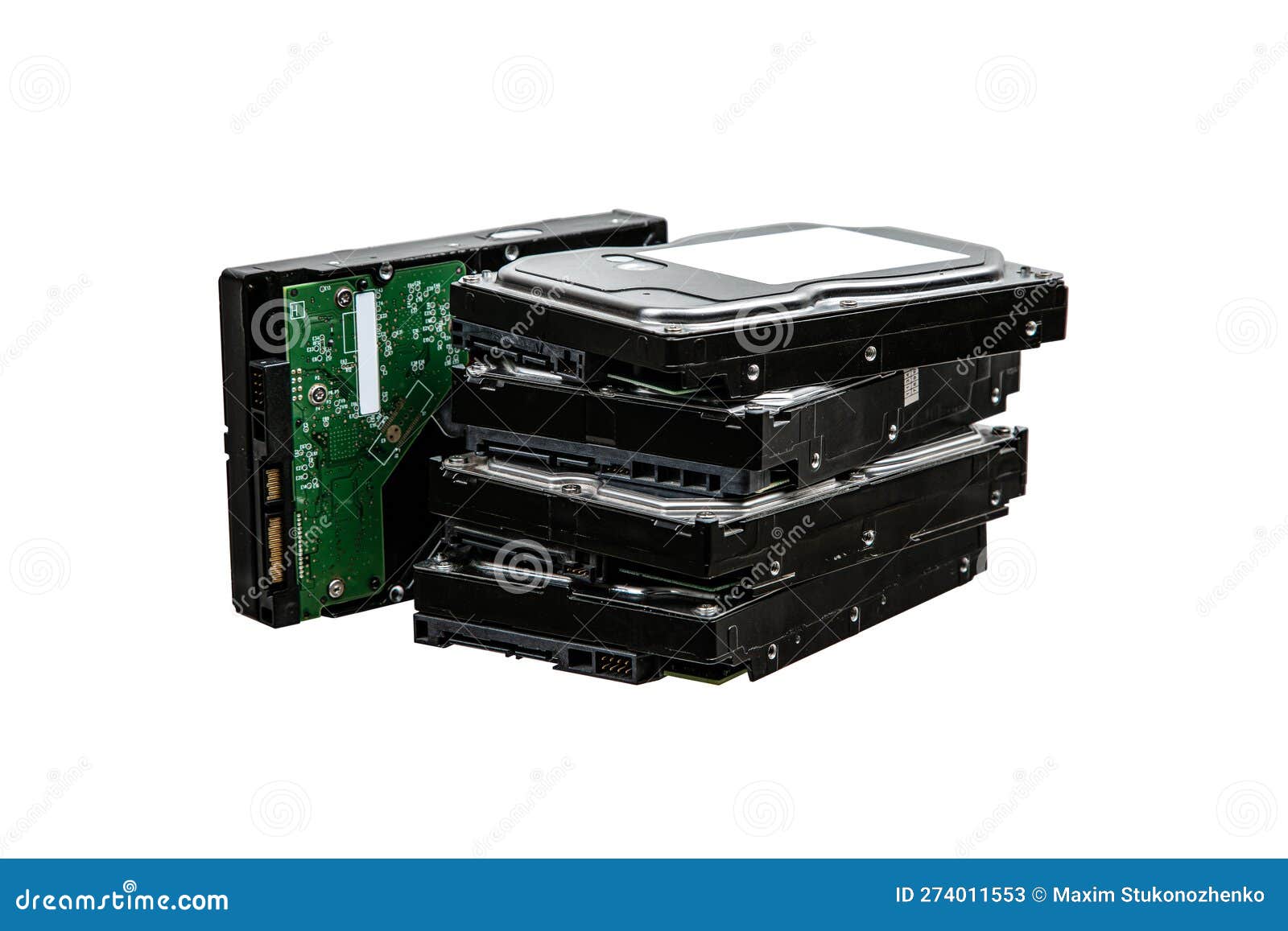 Hard Drives Stacked on Top of Each Other. SATA 3.5 HDD for Information ...