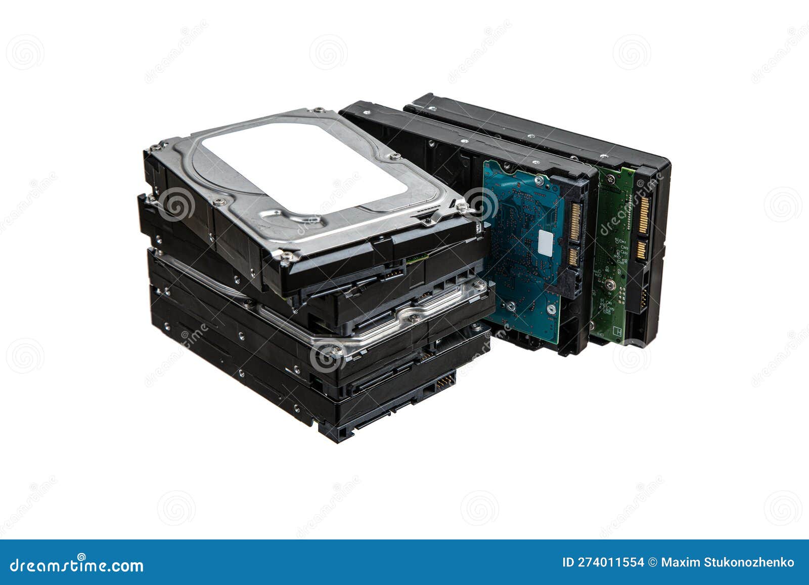 Hard Drives Stacked on Top of Each Other. SATA 3.5 HDD for Information ...