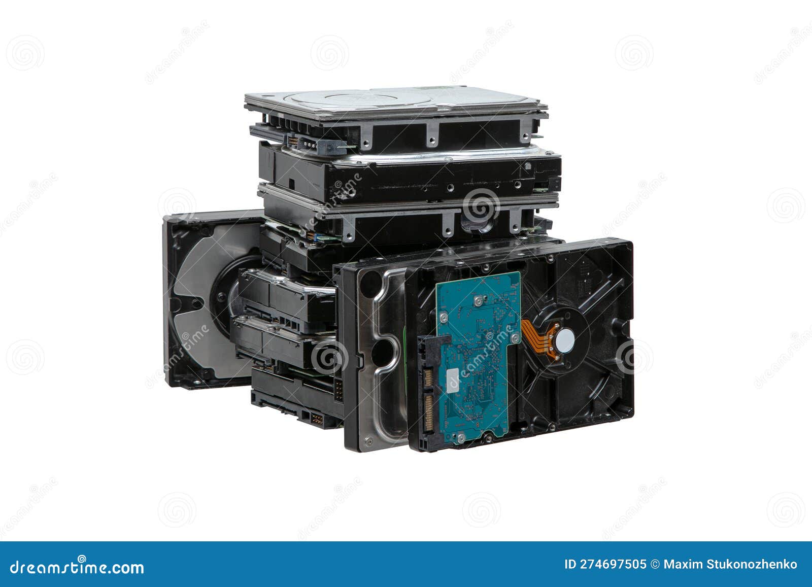 Hard Drives Stacked on Top of Each Other. SATA 3.5 HDD for Information ...