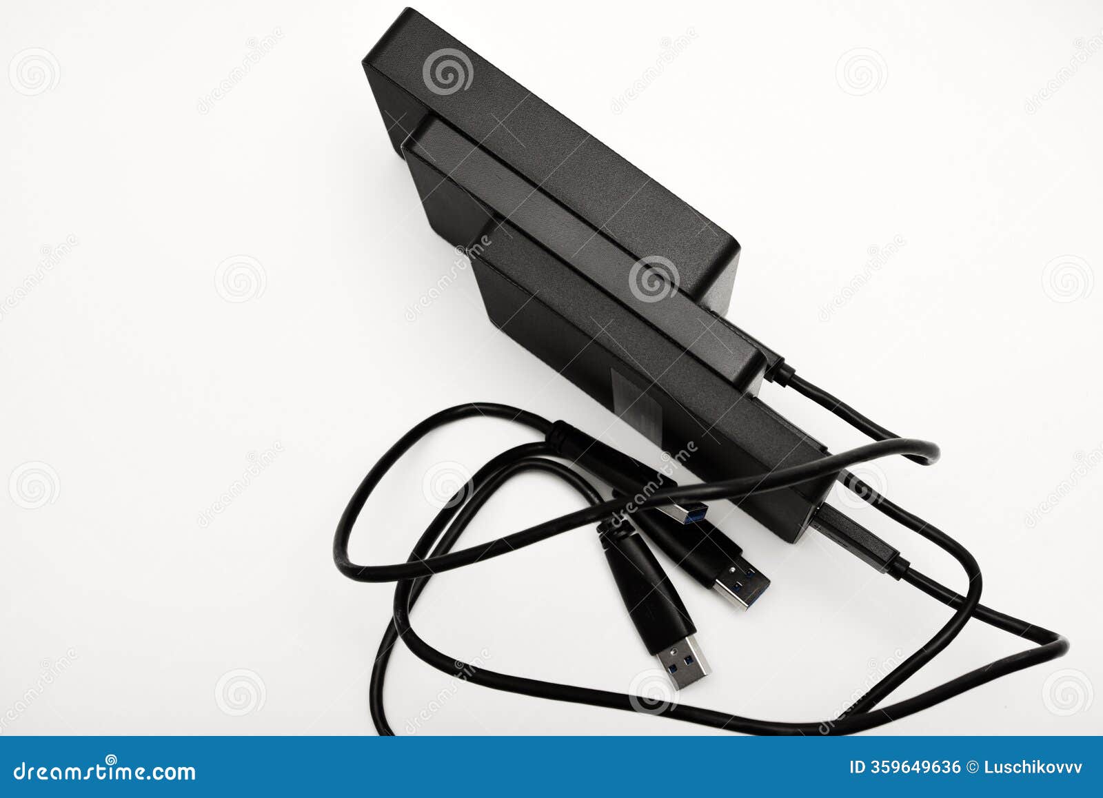 Hard Drives on a White Background. Modern Data Storage Devices with USB ...