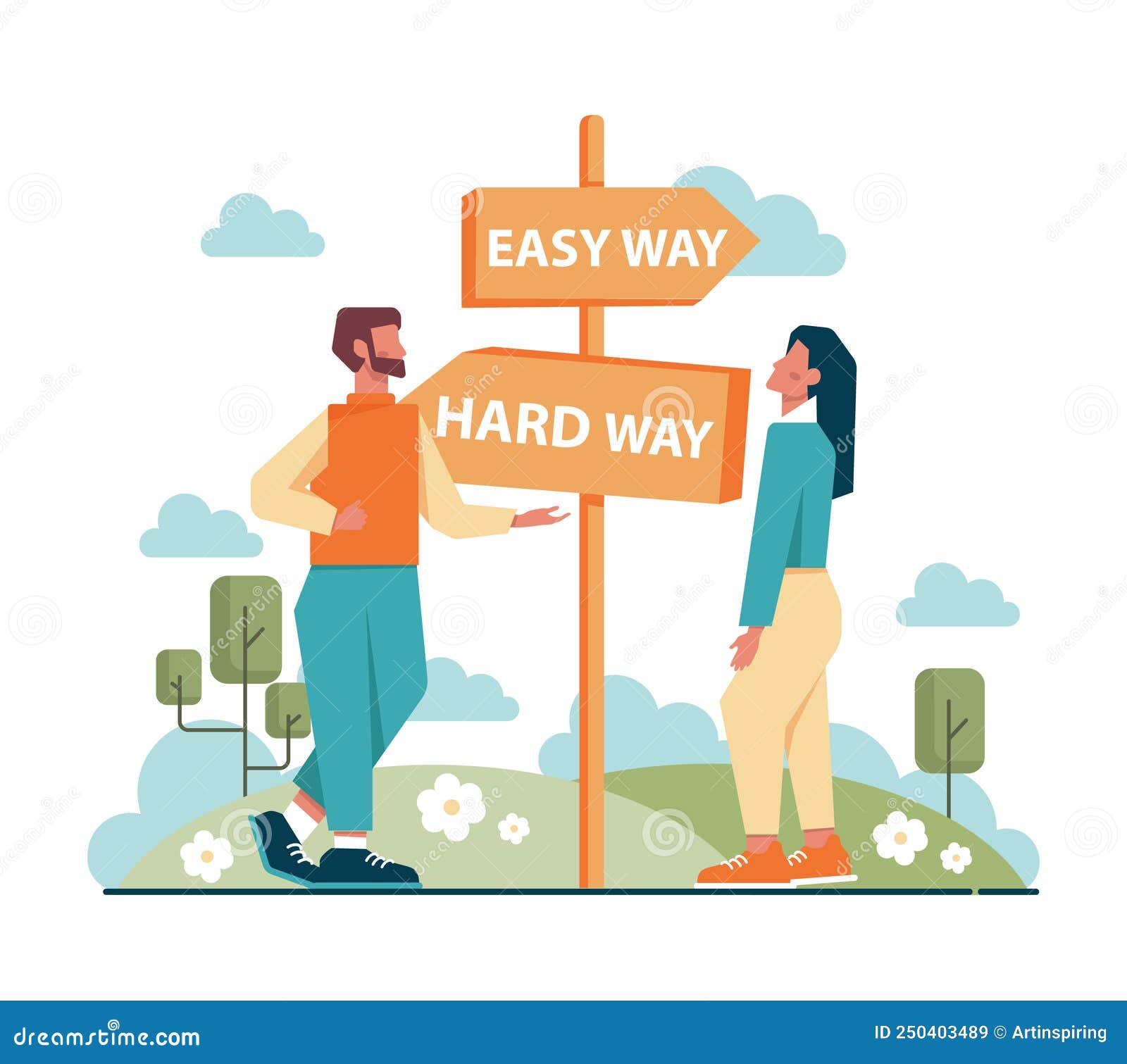 Hard or Easy Path Choice Concept. Difficult Decision-making, Stock ...
