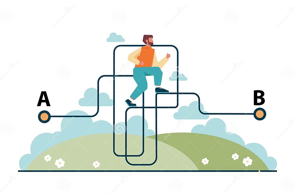 Hard or Easy Path Choice Concept. Difficult Decision-making, Stock ...