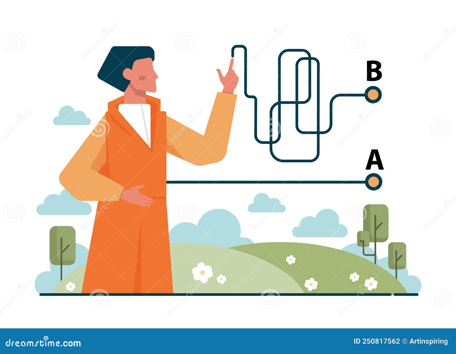 Hard or Easy Path Choice Concept. Difficult Decision-making, Stock ...