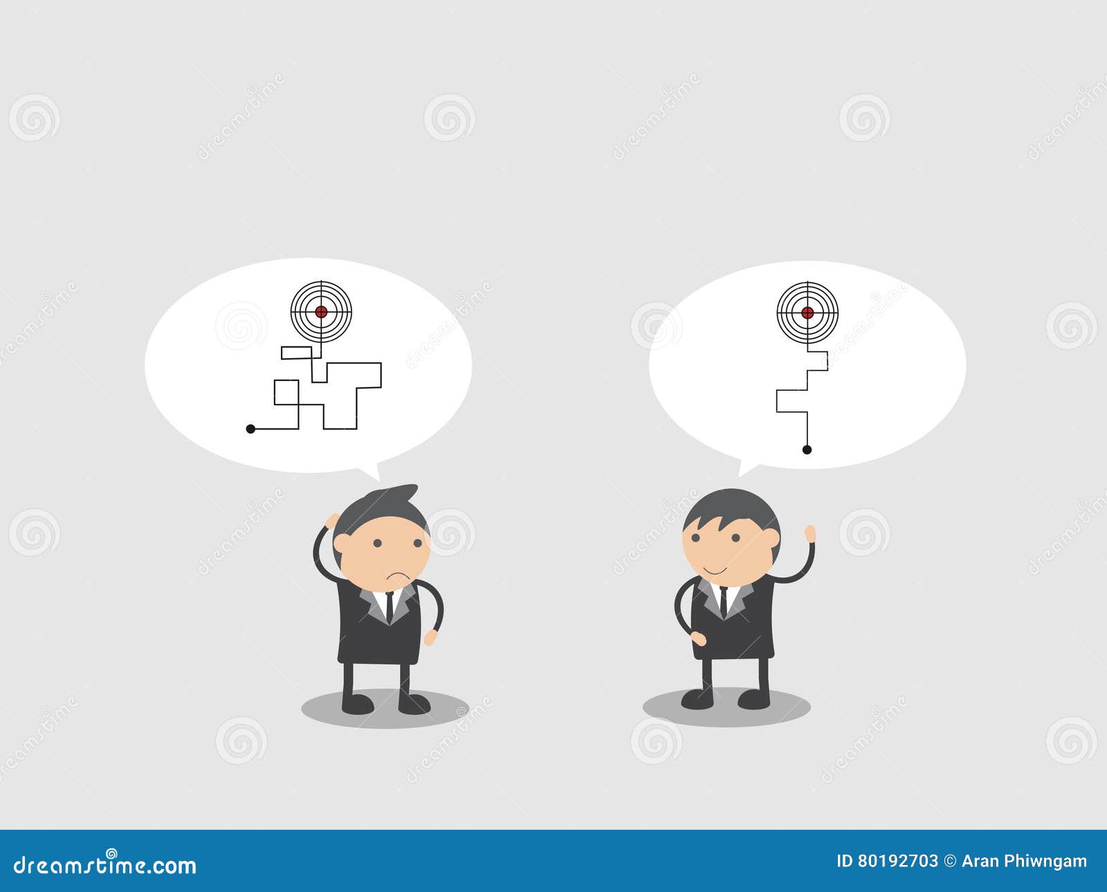 Hard And Easy Way To Target. Doodle Vector Illustration Cartoon ...