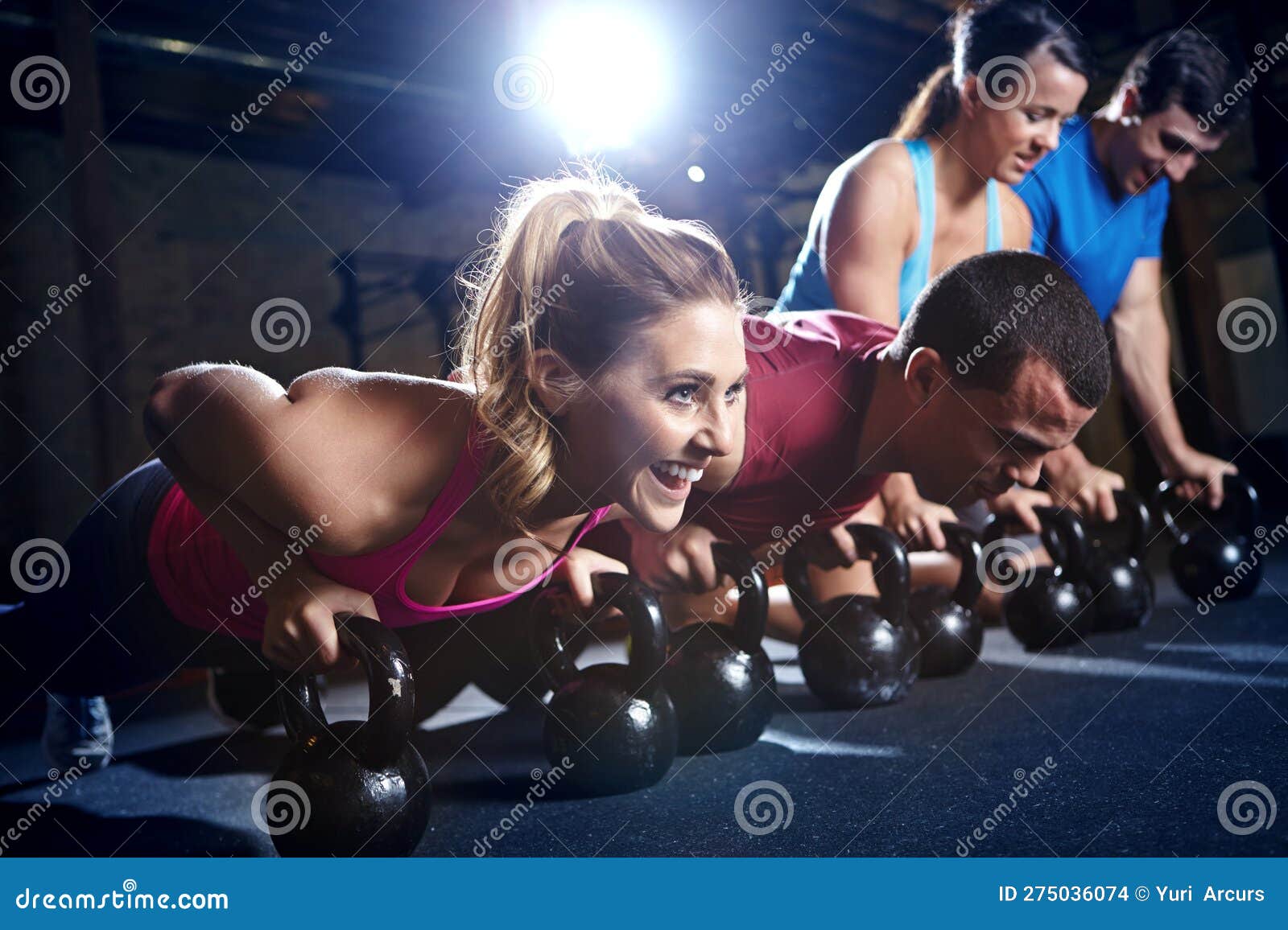 A Hard but Fun Workout. a Group of Young Men and Women Attending an ...