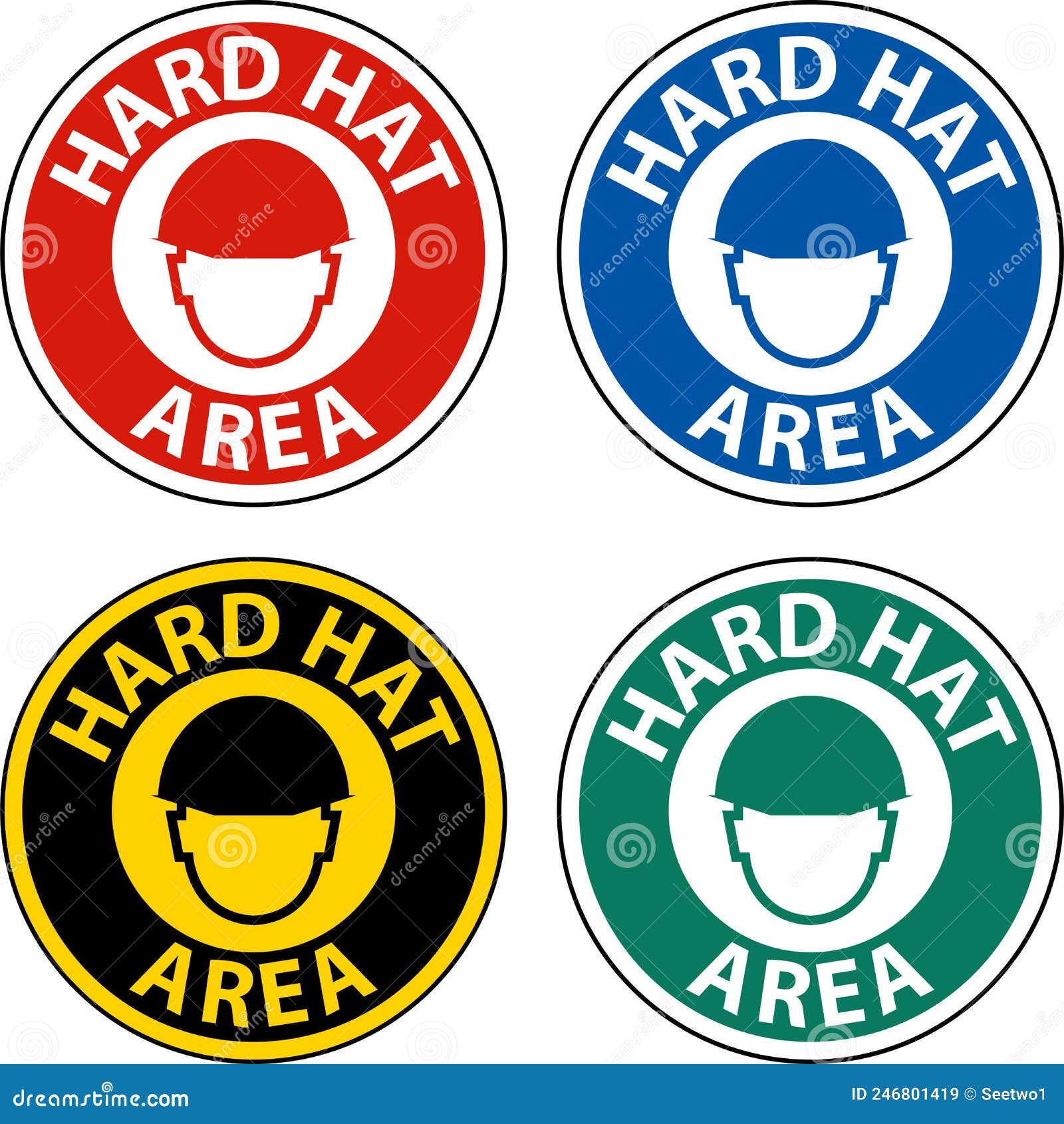 Hard Hat Area Floor Sign on White Background Stock Vector ...