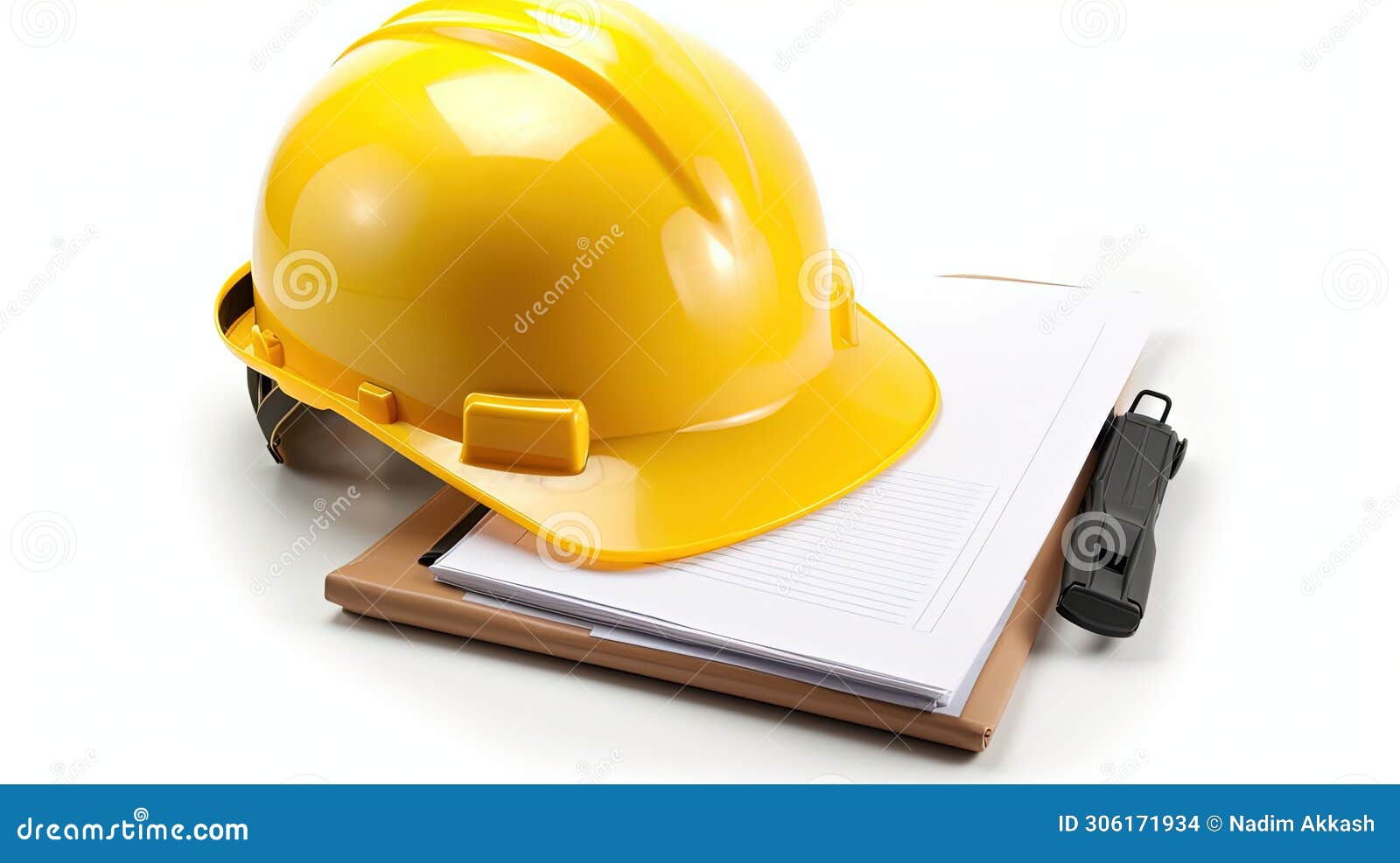 Hard Hat with Clipboard Isolated on White Background. Constructi Stock ...