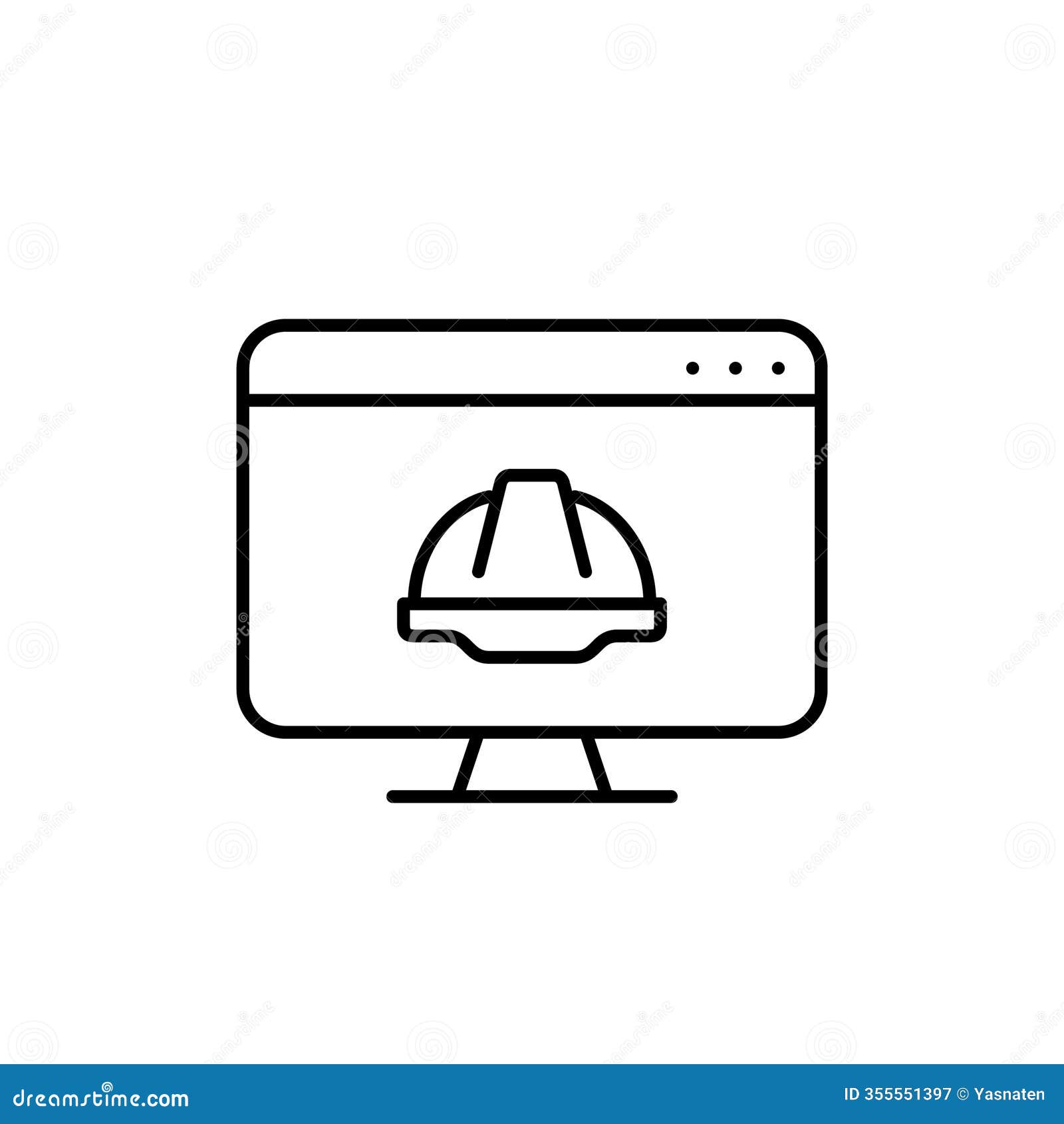 Hard Hat on Computer Monitor. Digital Coding and Web Development Tools ...