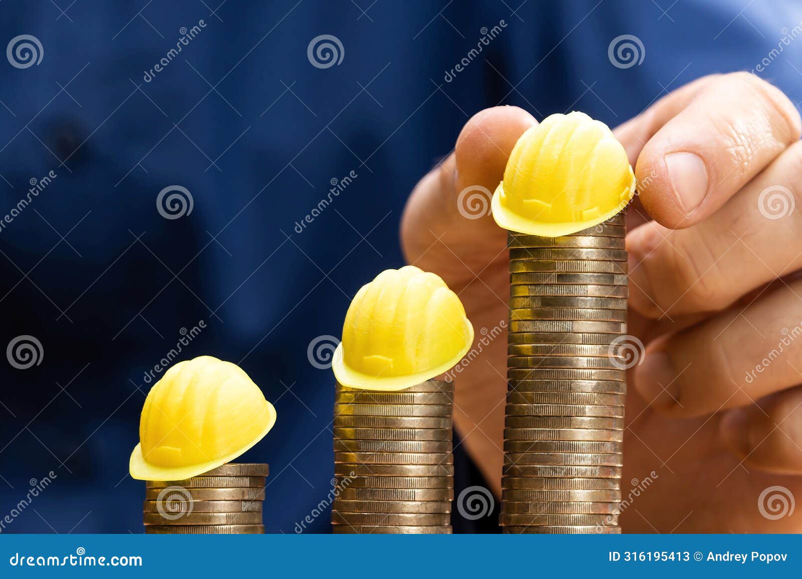 Hard Hat Construction Worker Saving Money Budgeting Stock Image - Image ...