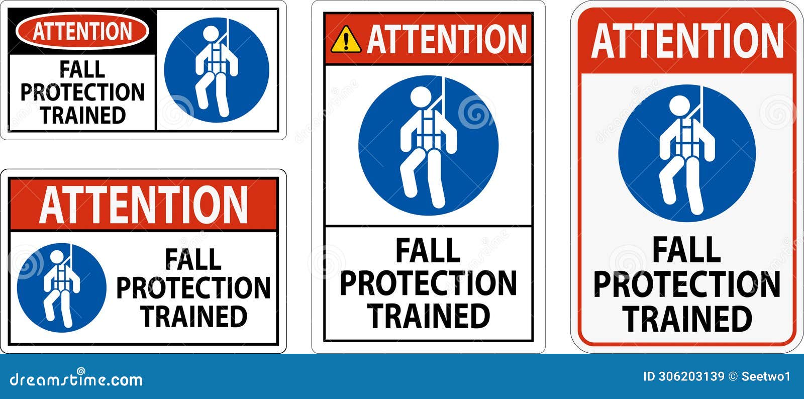 Hard Hat Decals, Attention Fall Protection Trained Stock Vector ...