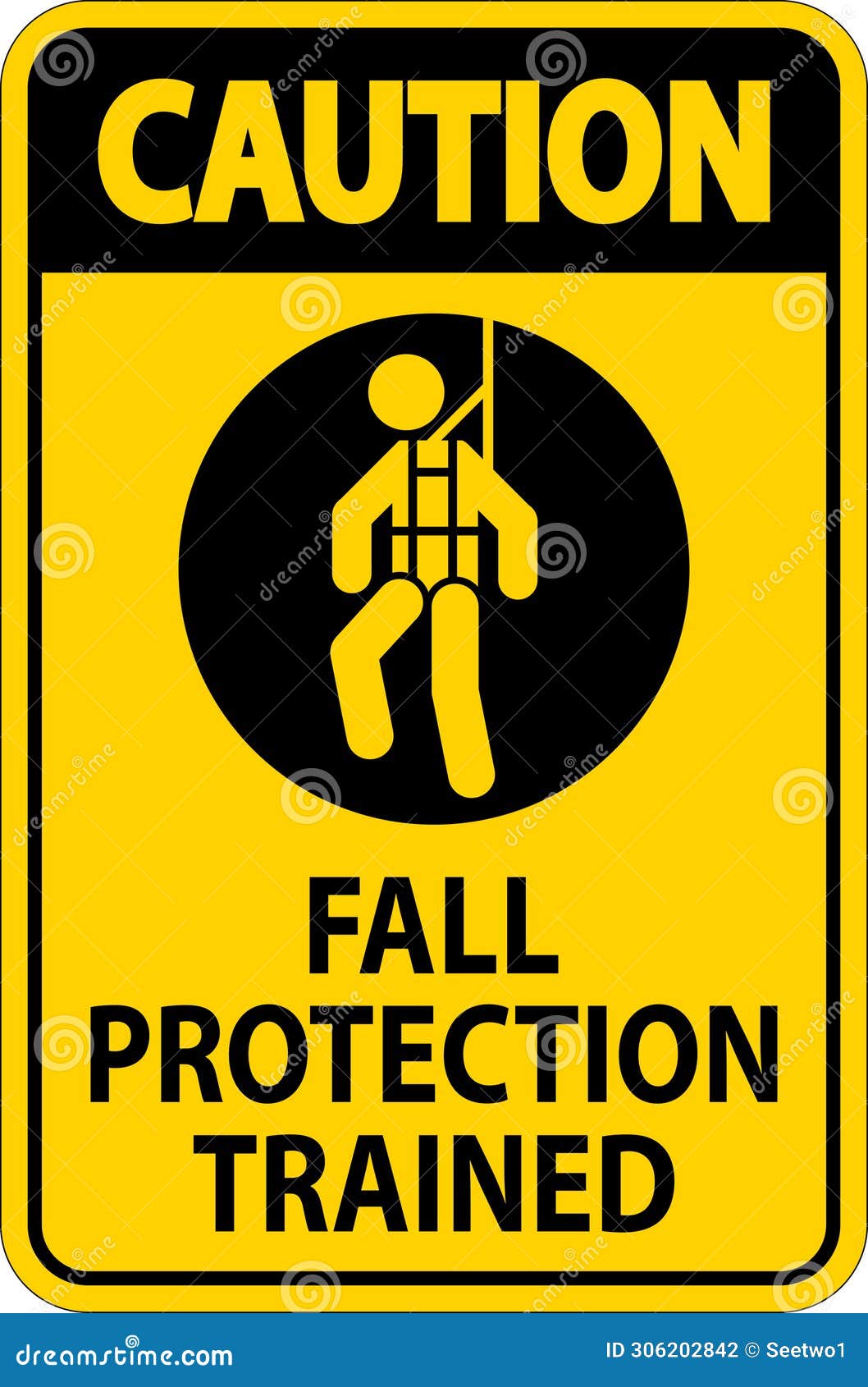 Caution Fall Hazard Beyond This Point Sign On White Background Cartoon ...