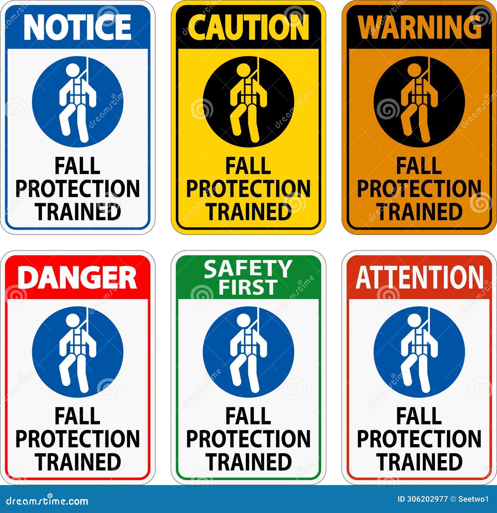 Caution Fall Hazard Symbol Sign Isolated On White Background Vector ...