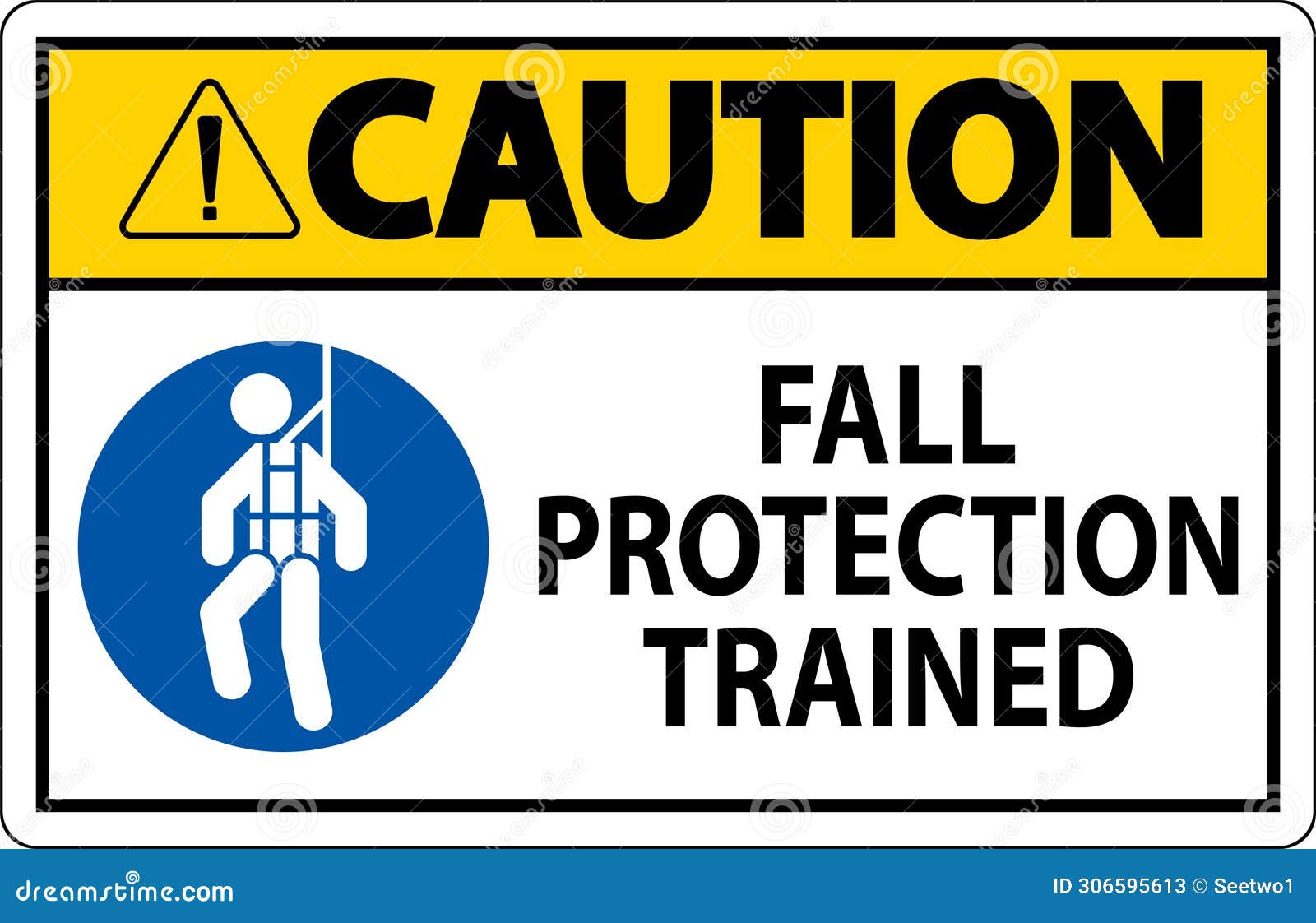 Caution Fall Hazard Beyond This Point Sign On White Background Cartoon ...