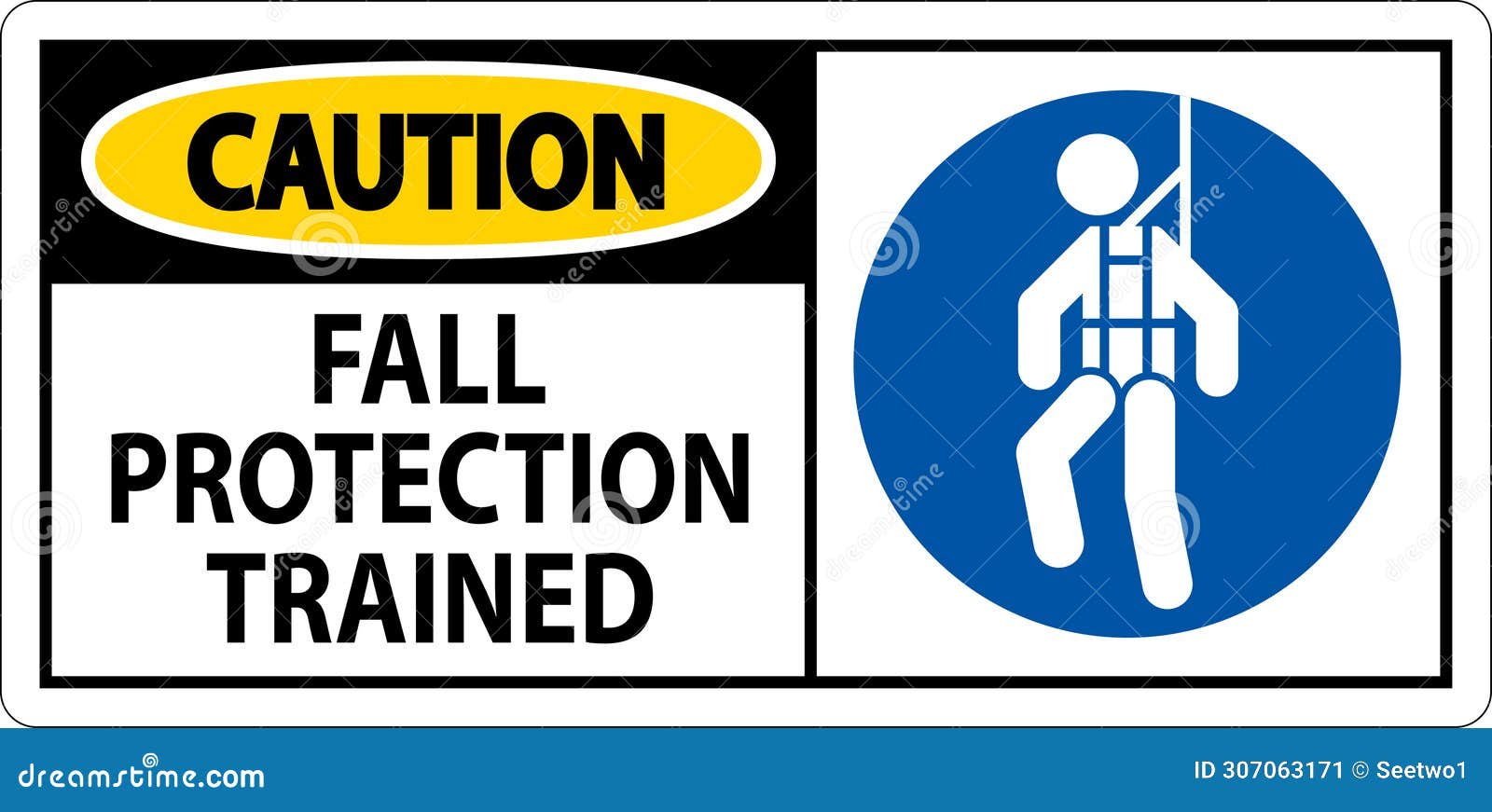 Caution Fall Hazard Beyond This Point Sign On White Background Cartoon ...