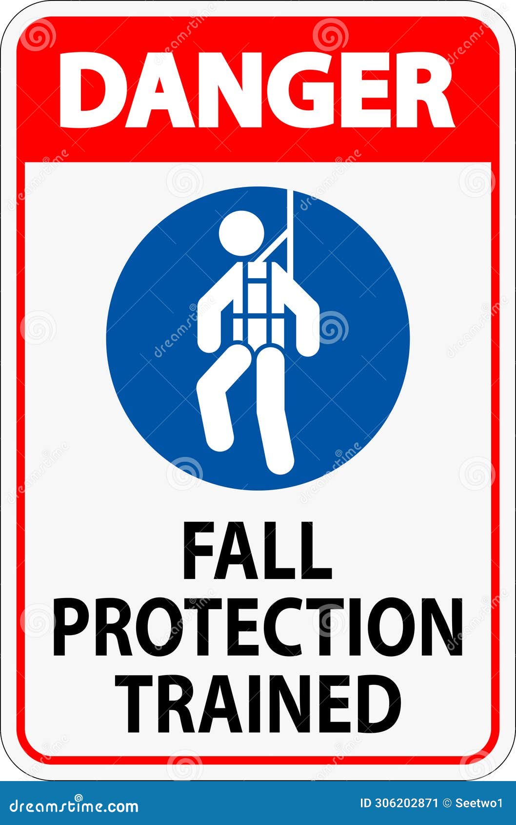 Hard Hat Decals, Caution Fall Protection Trained Cartoon Vector ...