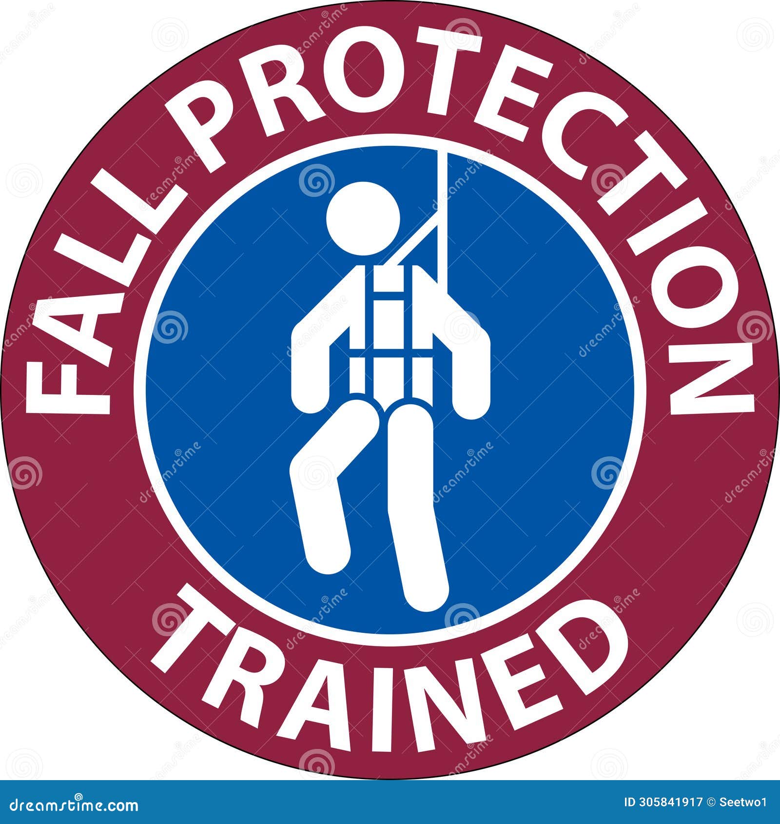 Hard Hat Decals, Caution Fall Protection Trained Cartoon Vector ...