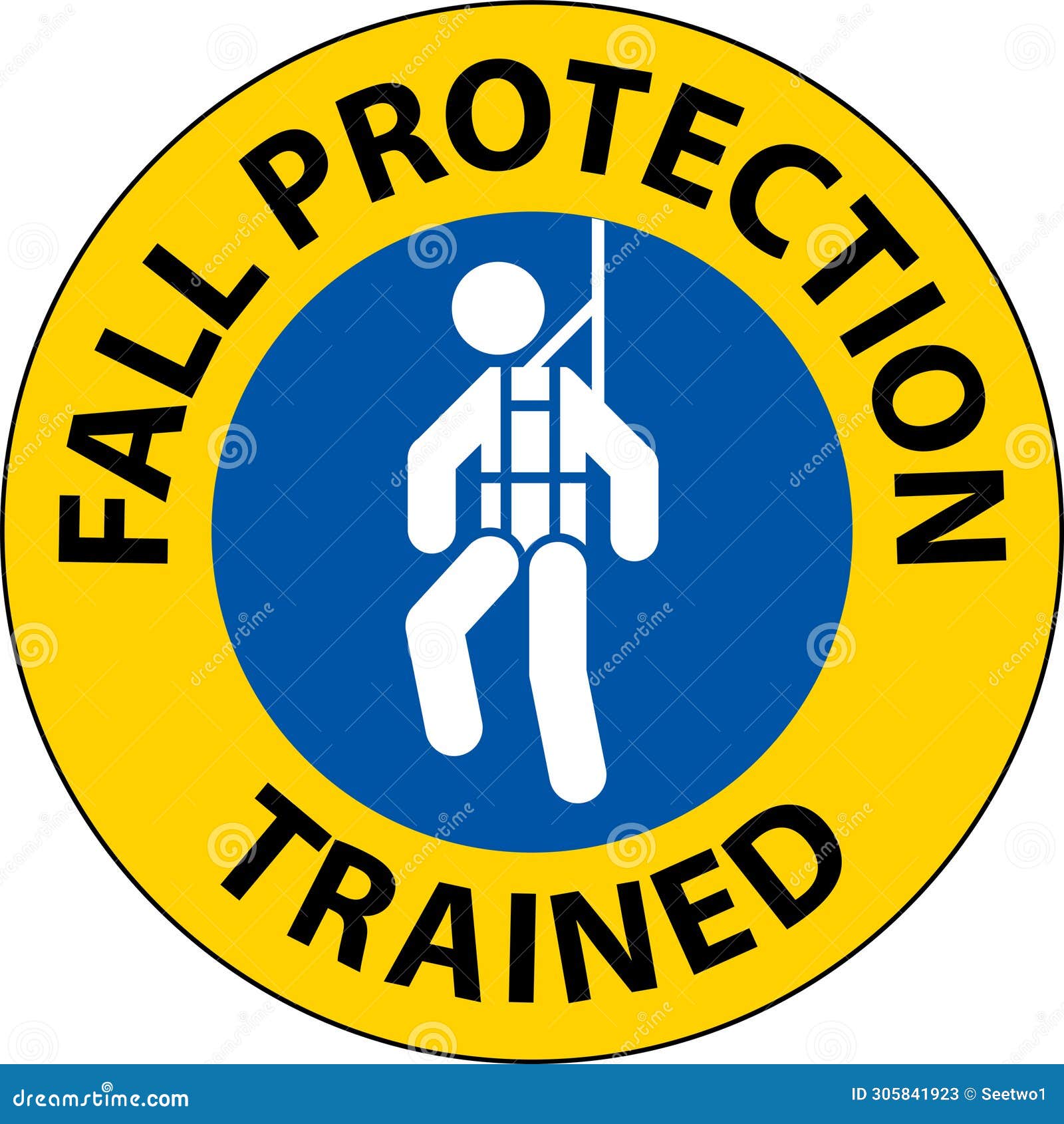 Hard Hat Decals, Caution Fall Protection Trained Cartoon Vector ...