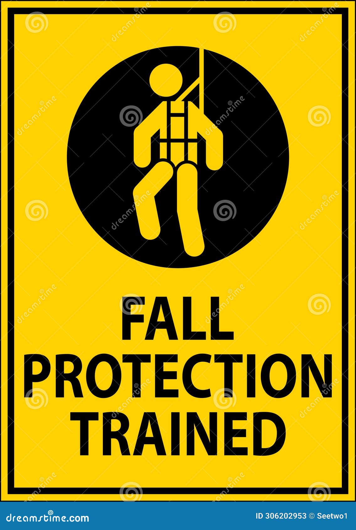 Hard Hat Decals, Caution Fall Protection Trained Cartoon Vector ...
