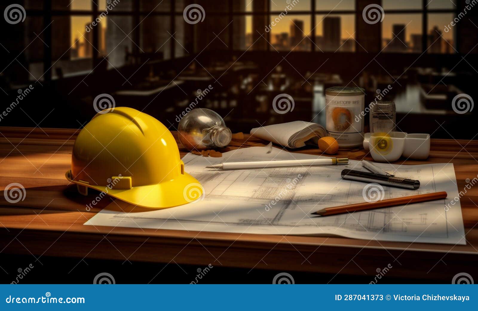 Model Blueprint Construction Architect Architecture Industry Helmet ...