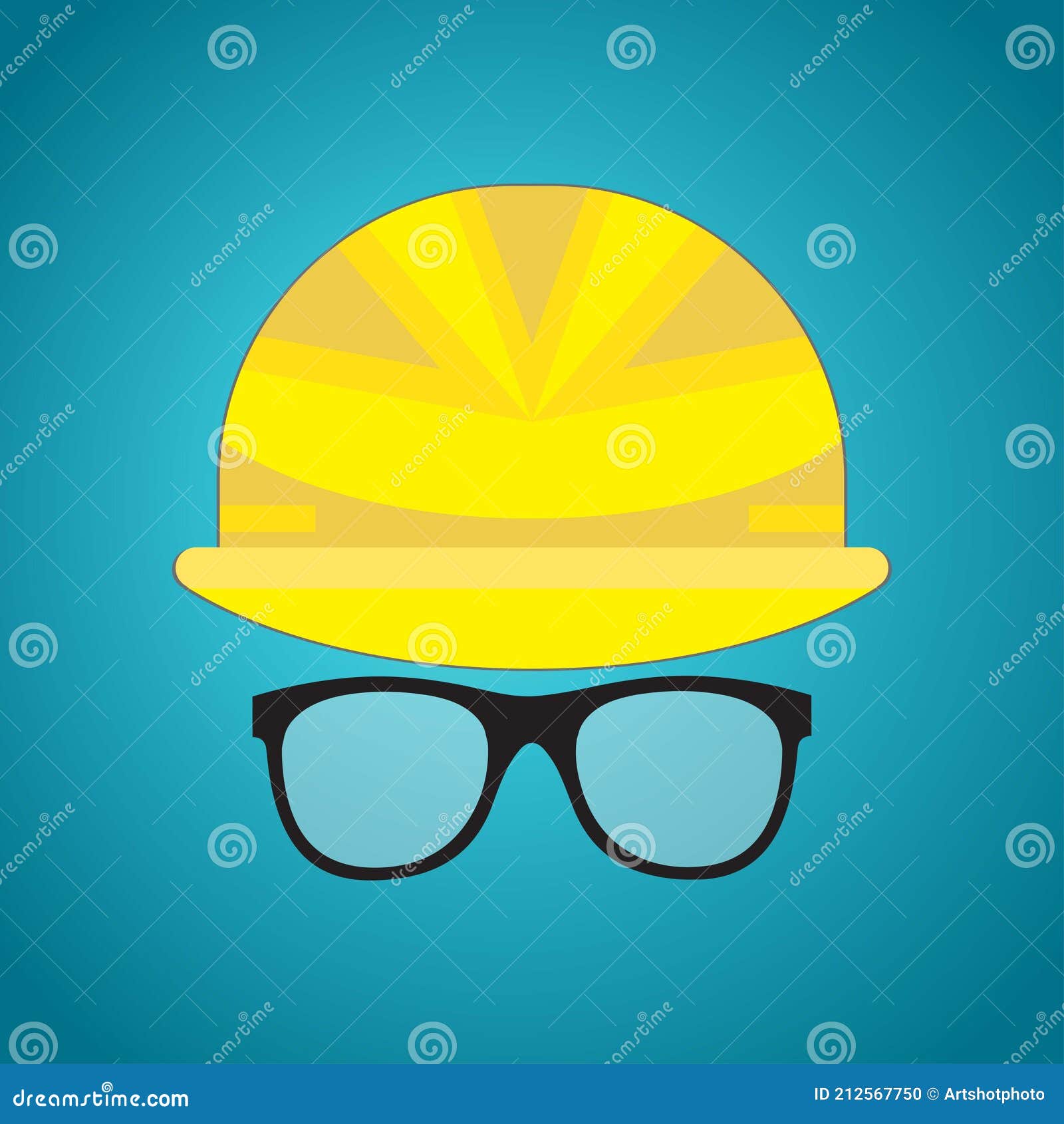 Hard Hat and Eyeglasses Used in Construction Industry Stock Vector ...