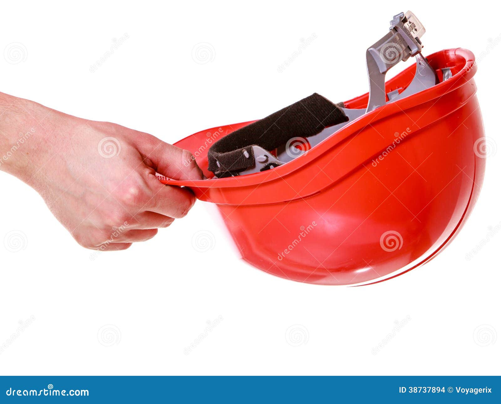 Hard Hat in Hand of Construction Worker. Safety. Stock Photo - Image of ...