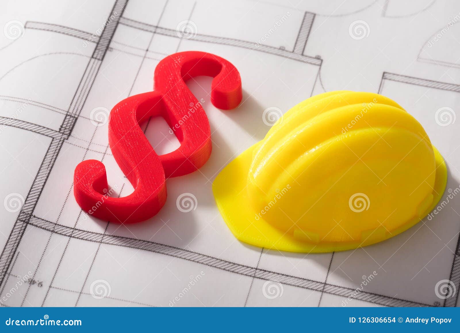Hard Hat and Paragraph Symbol on Blueprint Stock Photo - Image of ...