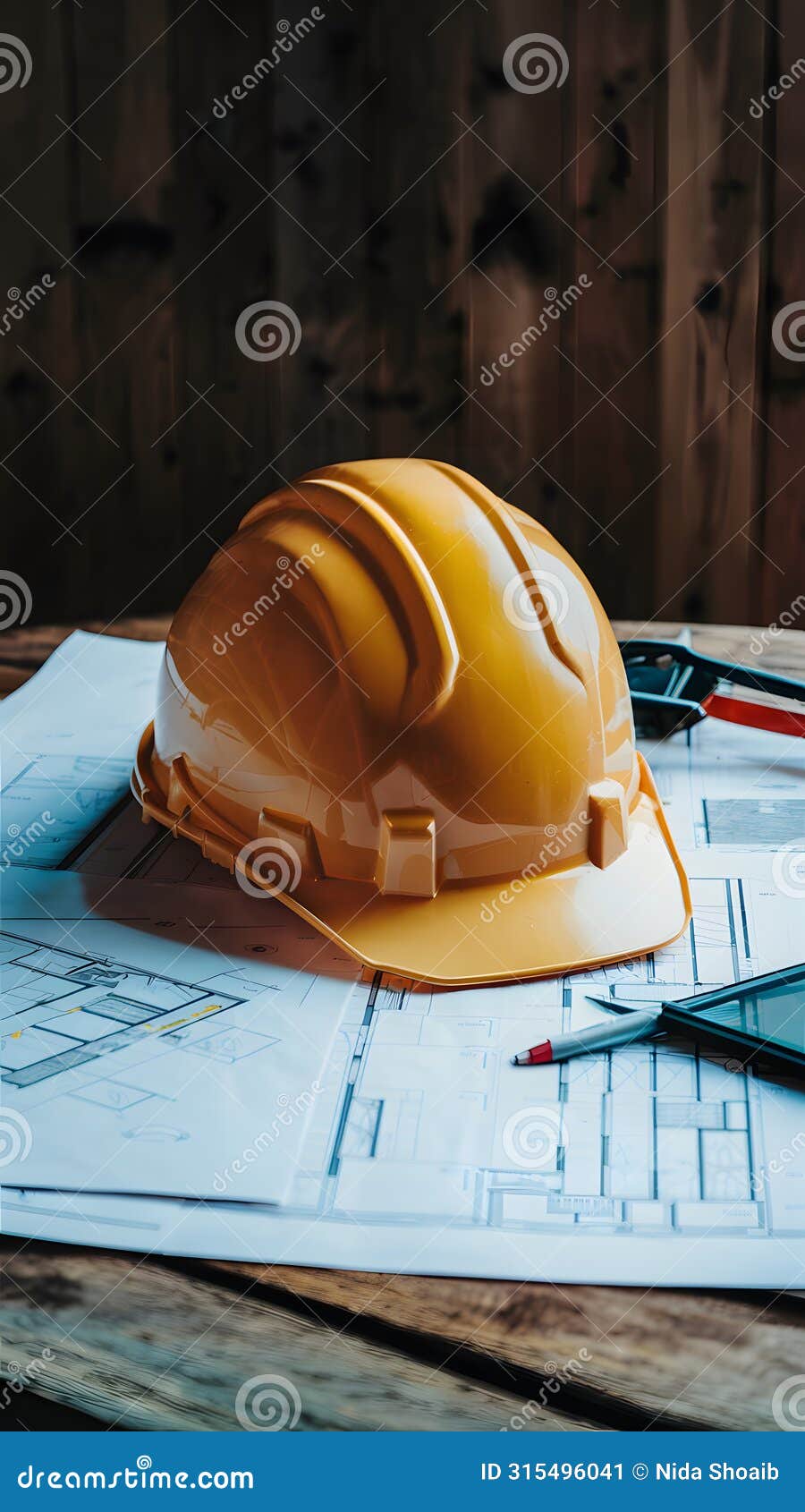 Hard Hat Placed Alongside Architectural Plans, Safety and Planning ...