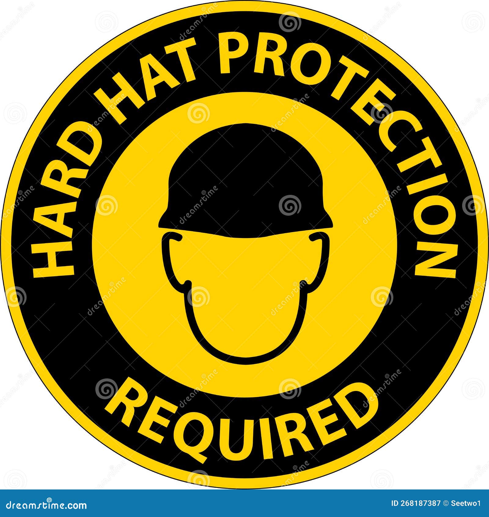 Hard Hat Protection Required Area Sign on White Background Stock Vector ...
