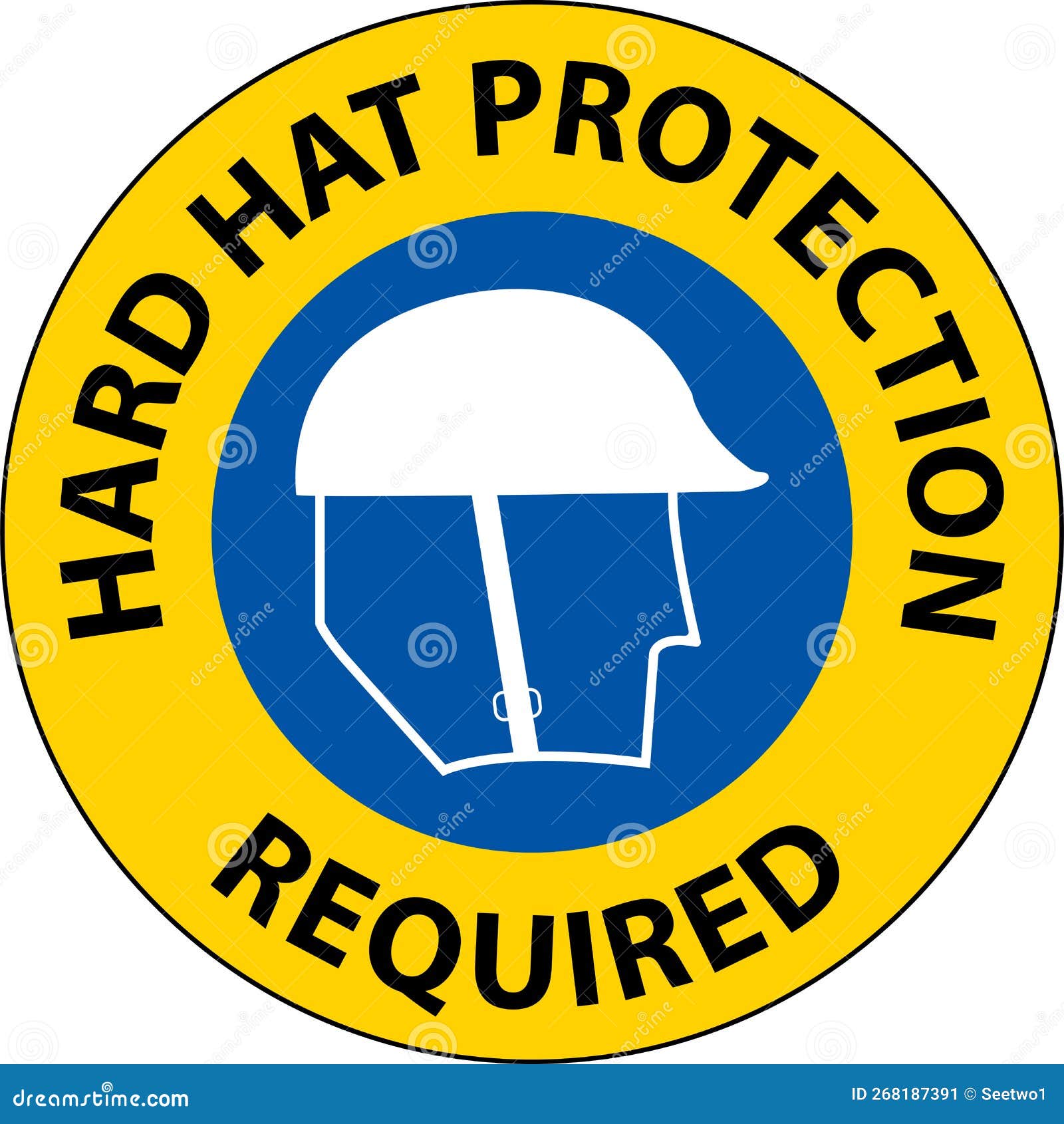 Hard Hat Protection Required Area Sign on White Background Stock Vector ...