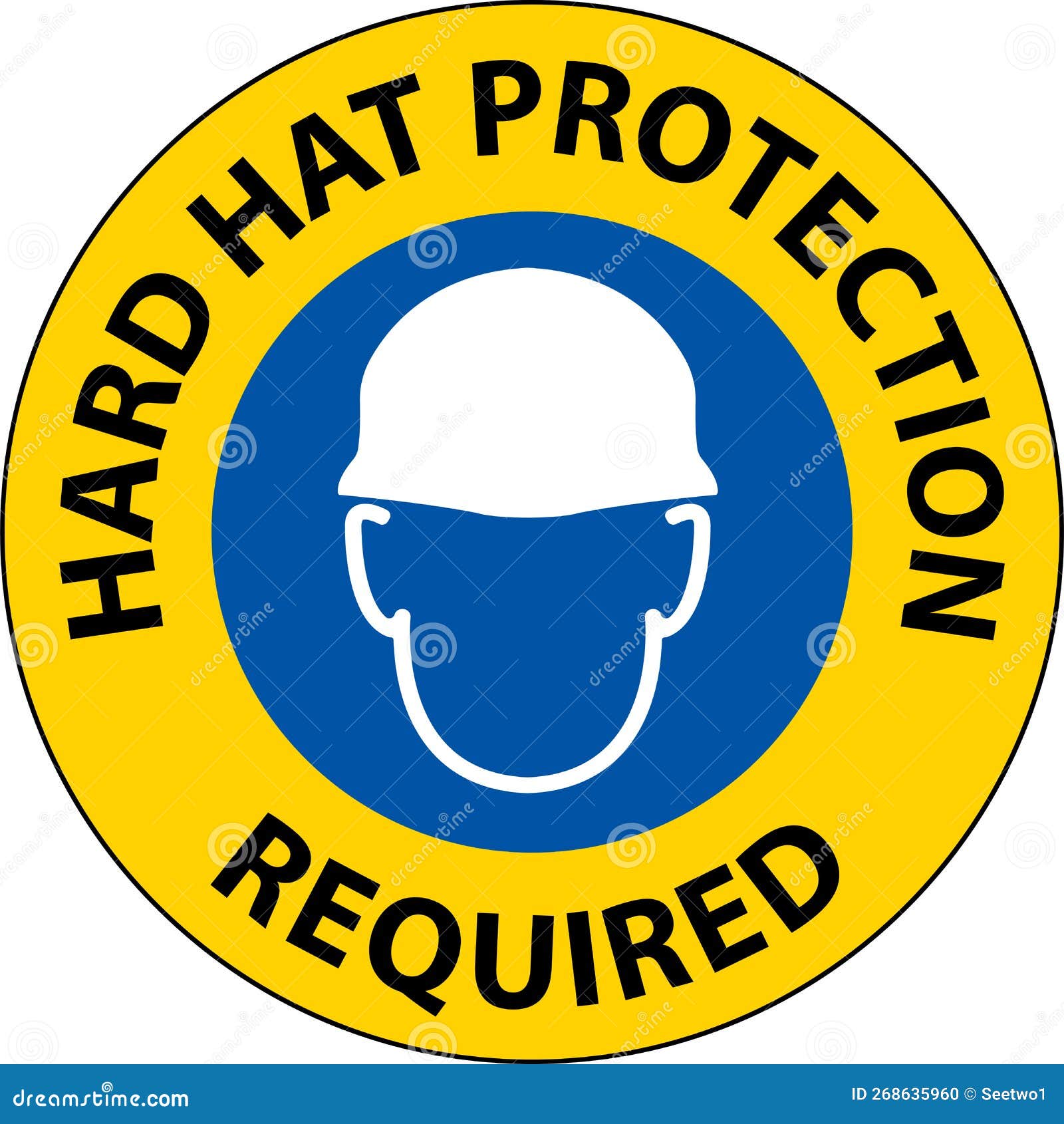 Hard Hat Protection Required Area Sign on White Background Stock Vector ...