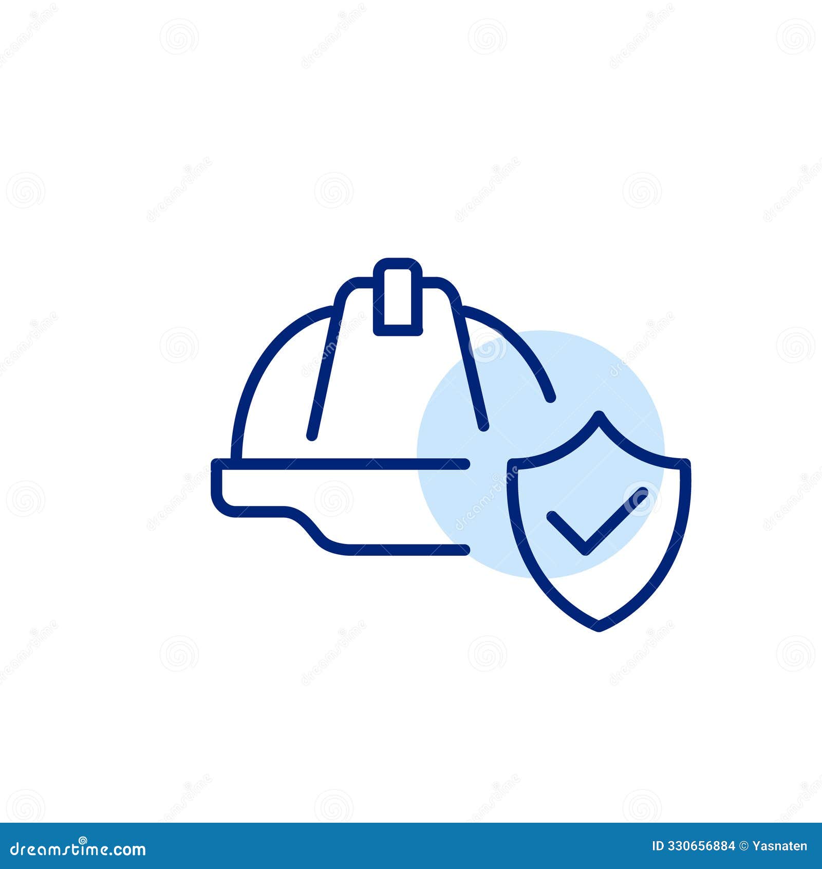 Hard Hat and Protection Shield with Checkmark. Workplace Security ...