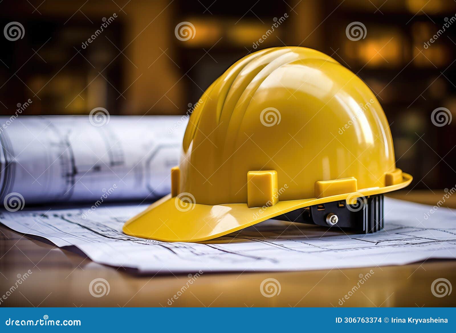 A Hard Hat is Resting on Some Blueprints Stock Photo - Image of resting ...