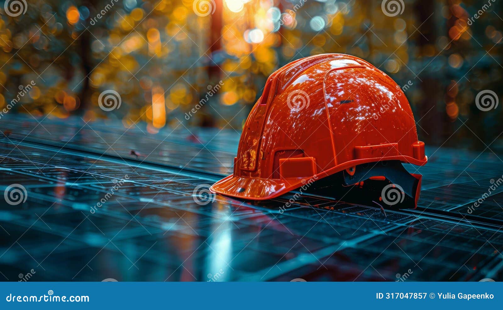 Hard Hat on Tiled Floor stock image. Image of building - 317047857