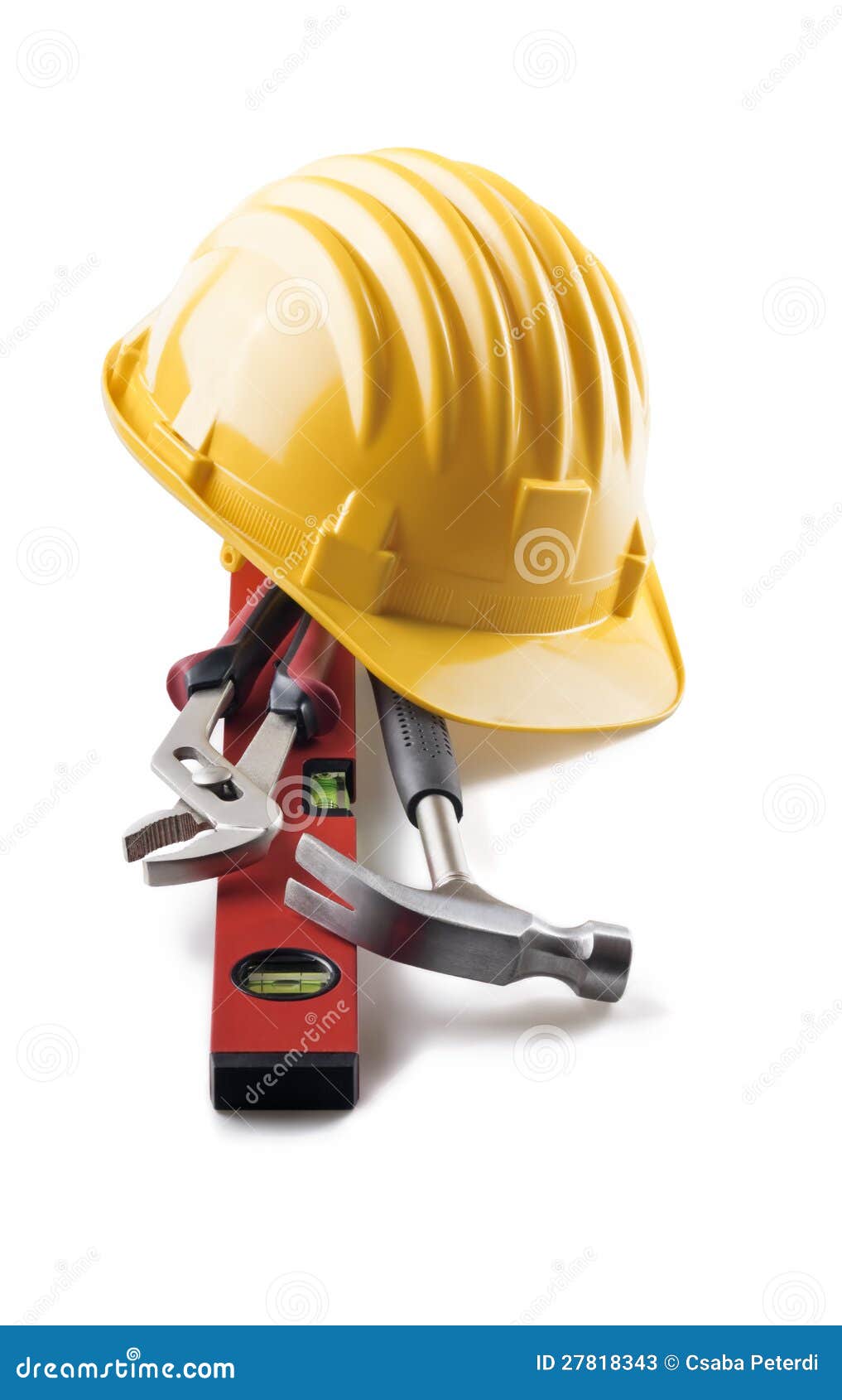 Hard Hat with Tools on White Stock Image - Image of equipment ...
