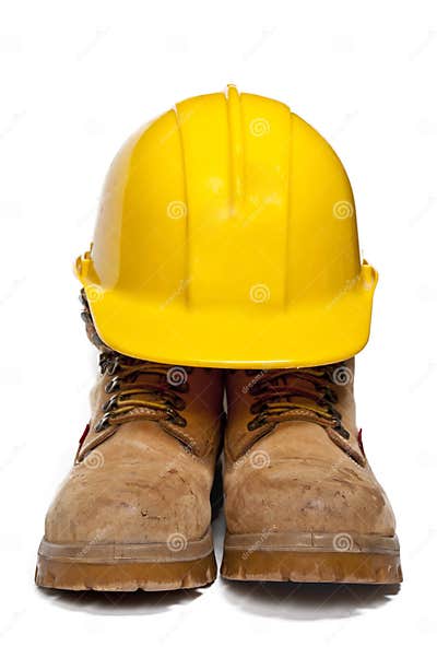 Hard Hat and Work Boots stock photo. Image of protective - 24001310
