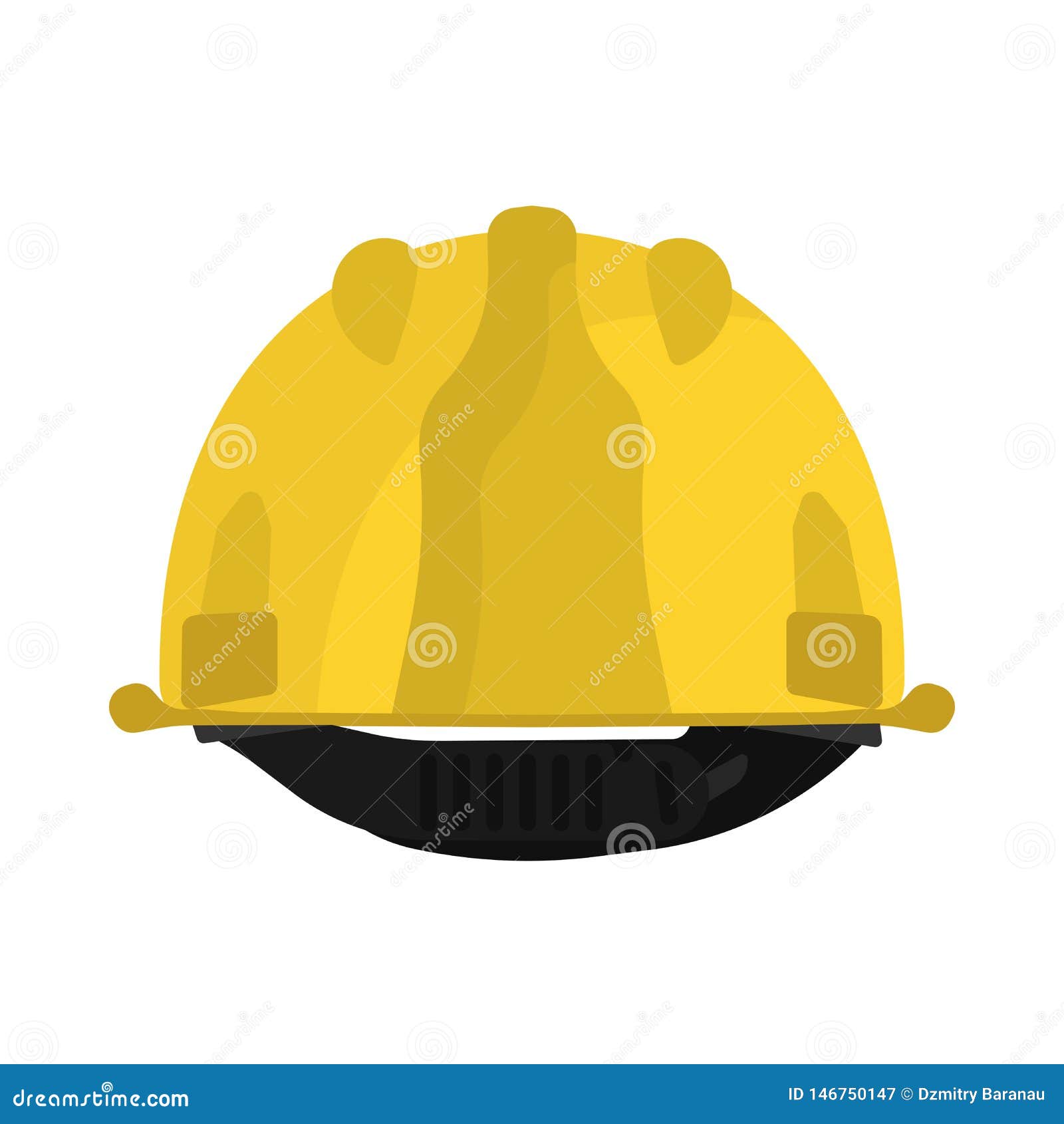 Hard Hat Yellow Back View Vector Icon. Construction Helmet Engineer ...