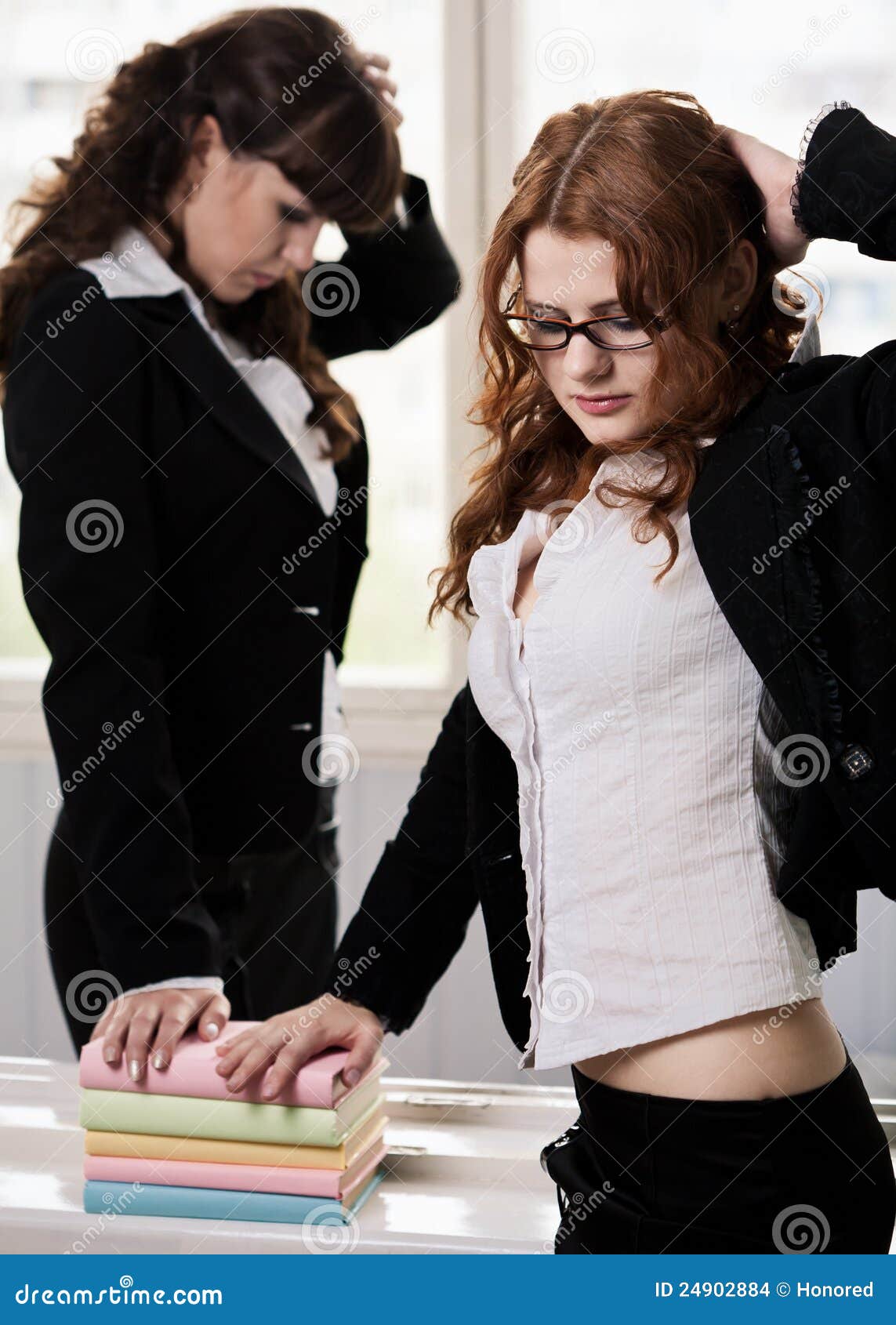 Hard learning stock photo. Image of indoors, women, cute - 24902884