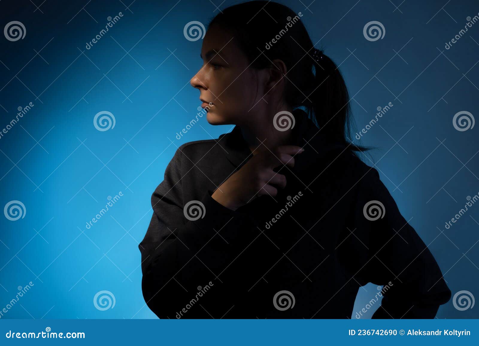 Hard Light, Face in Partial Shade. Work of Thought, Concept. the Birth ...