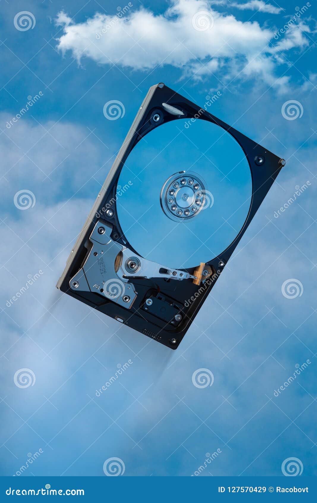 Hard Magnetic Disk on a Blue Sky Stock Image - Image of computer, hard ...