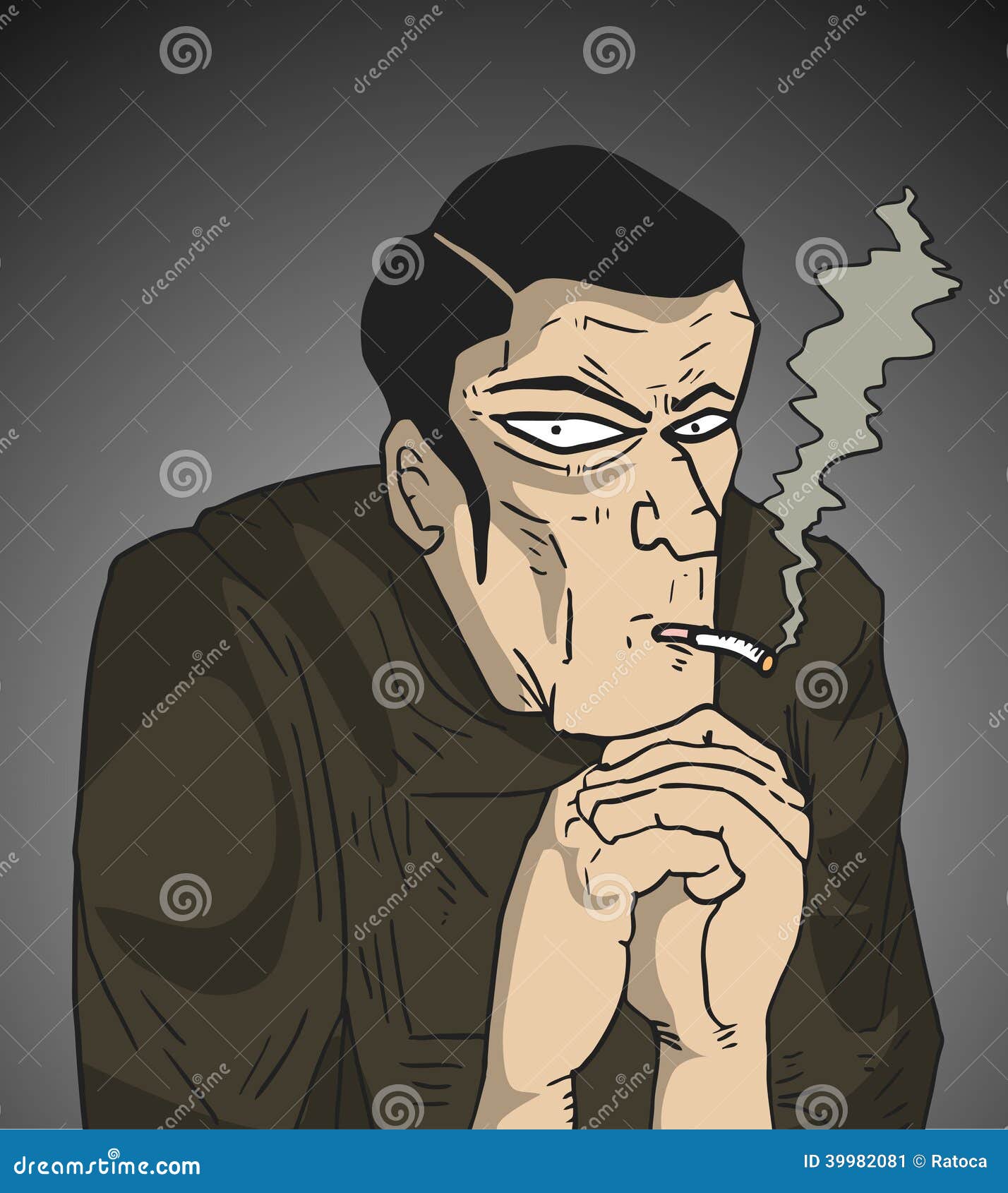 Hard man stock vector. Illustration of evil, plot, smoking - 39982081