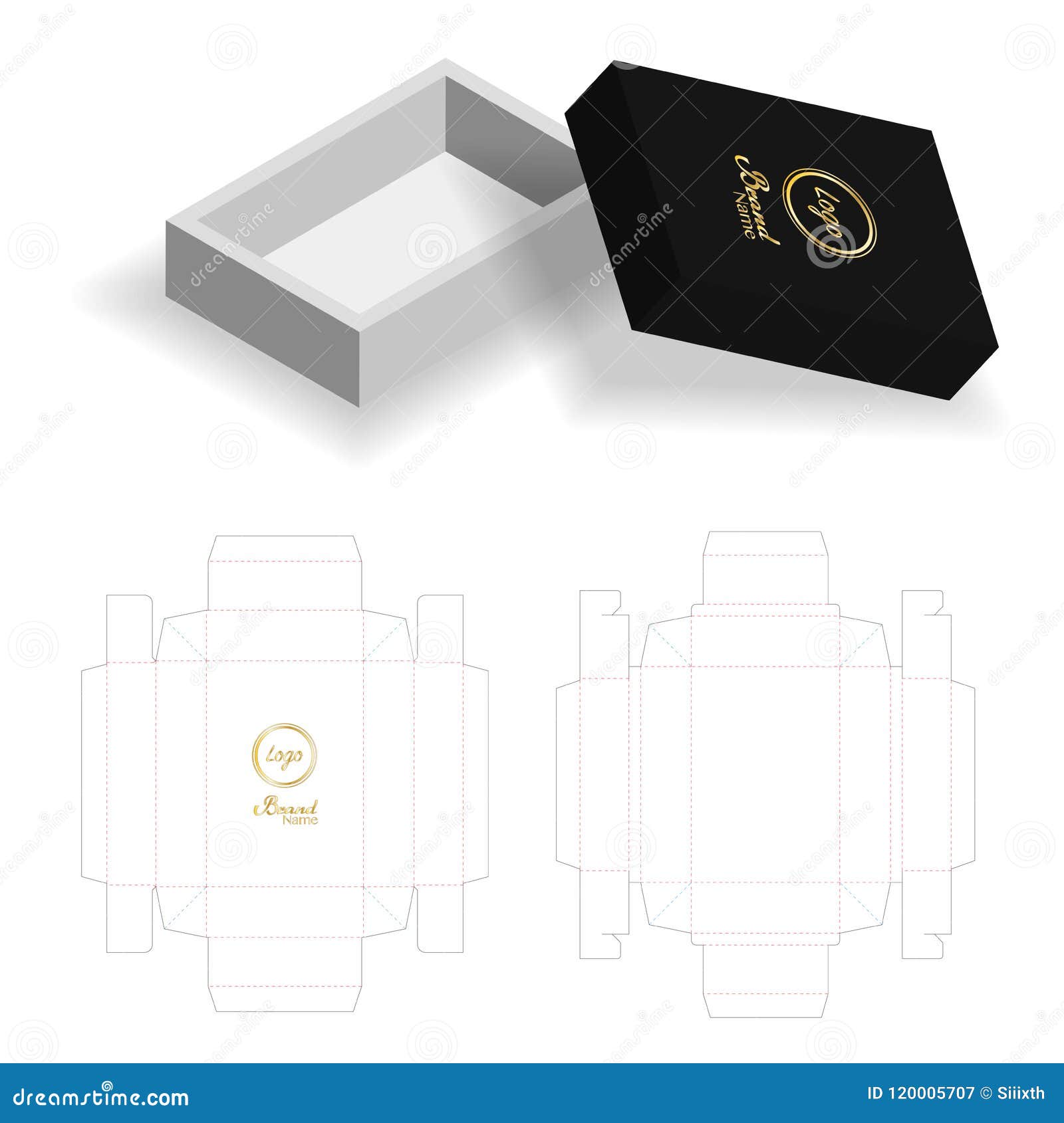 Hard Paper Slide Sleeve Box Mockup Dieline Vector Illustration ...