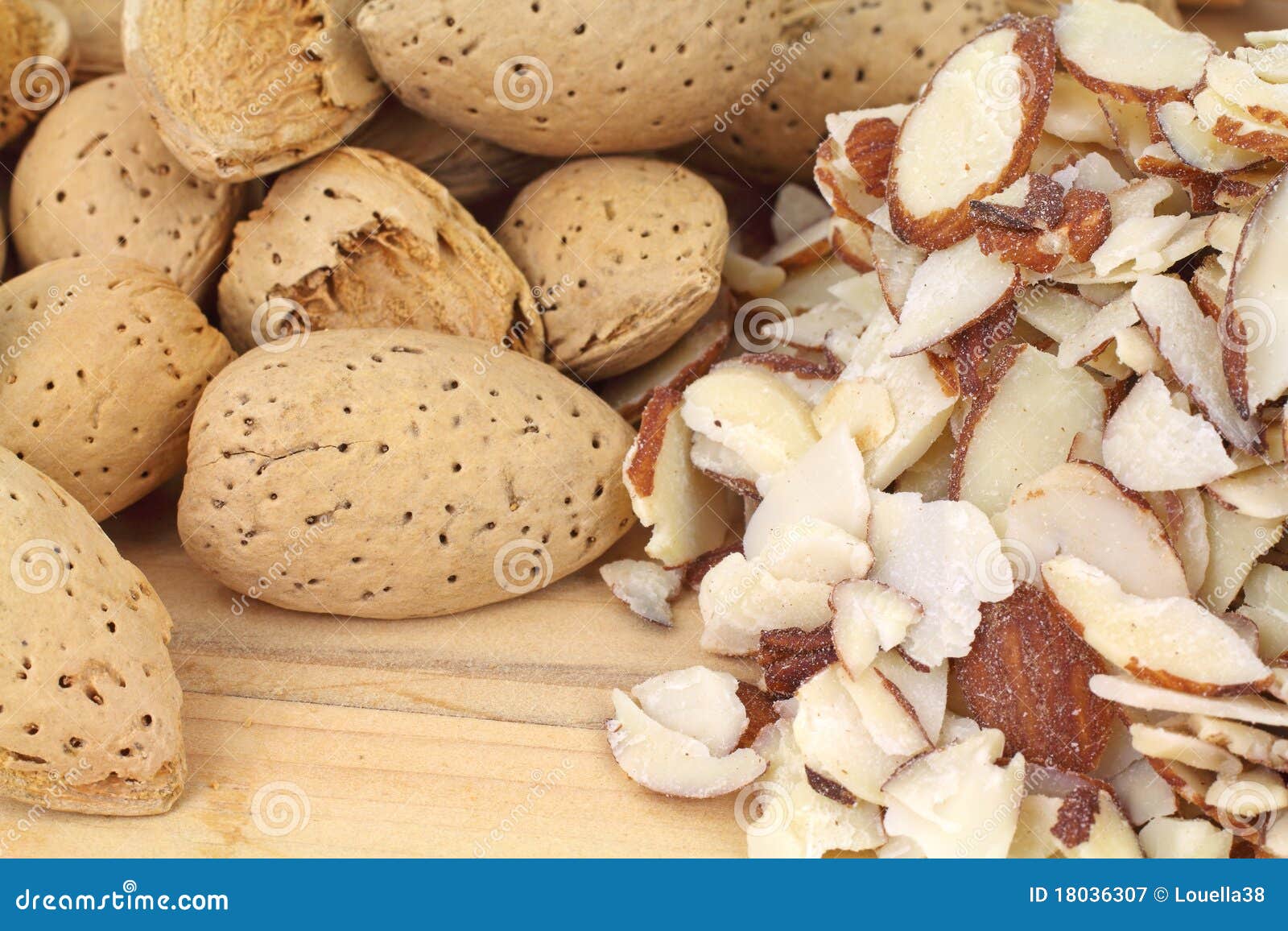 Hard Shell and Sliced Almonds Close View Stock Image - Image of thin ...