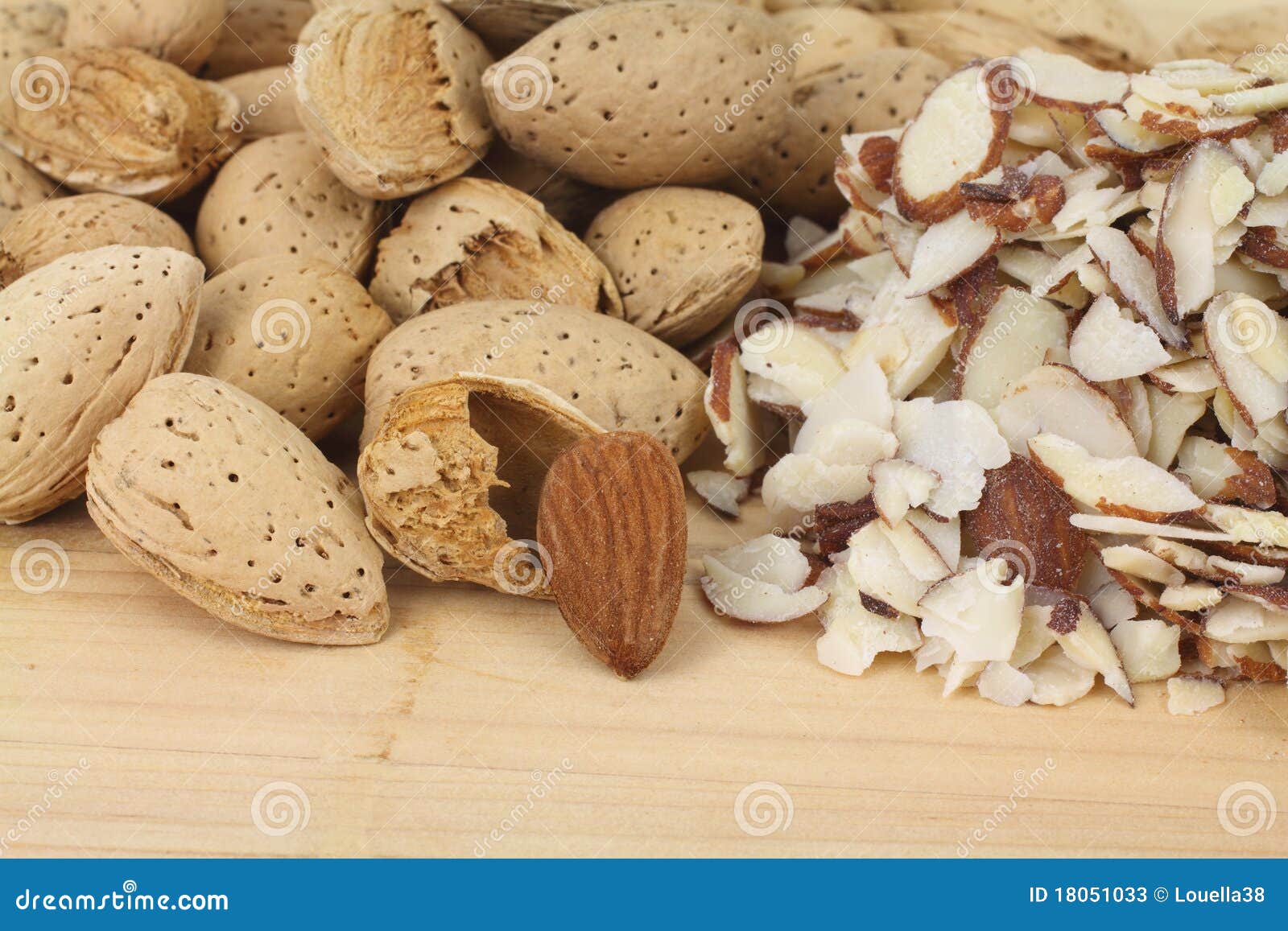 Hard Shell and Sliced Almonds Front View Stock Image - Image of cooking ...