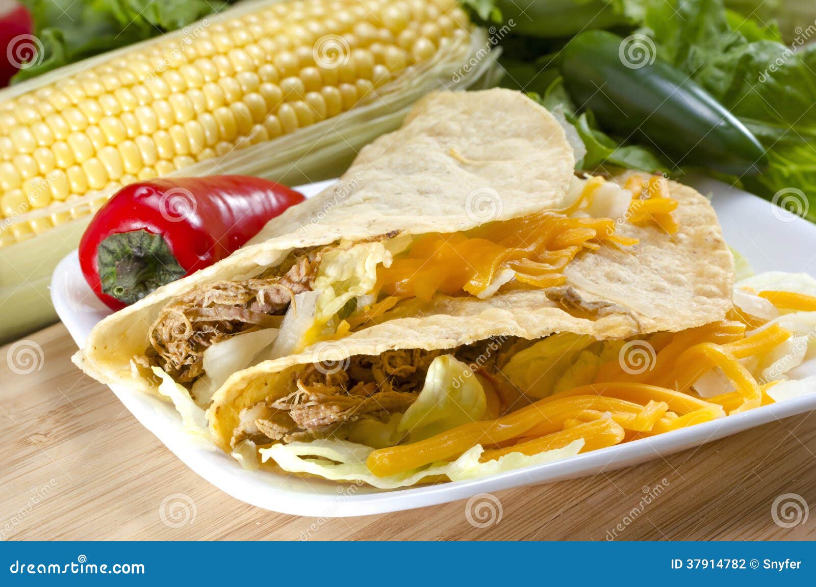 Hard shell tacos stock photo. Image of dinner, plate - 37914782